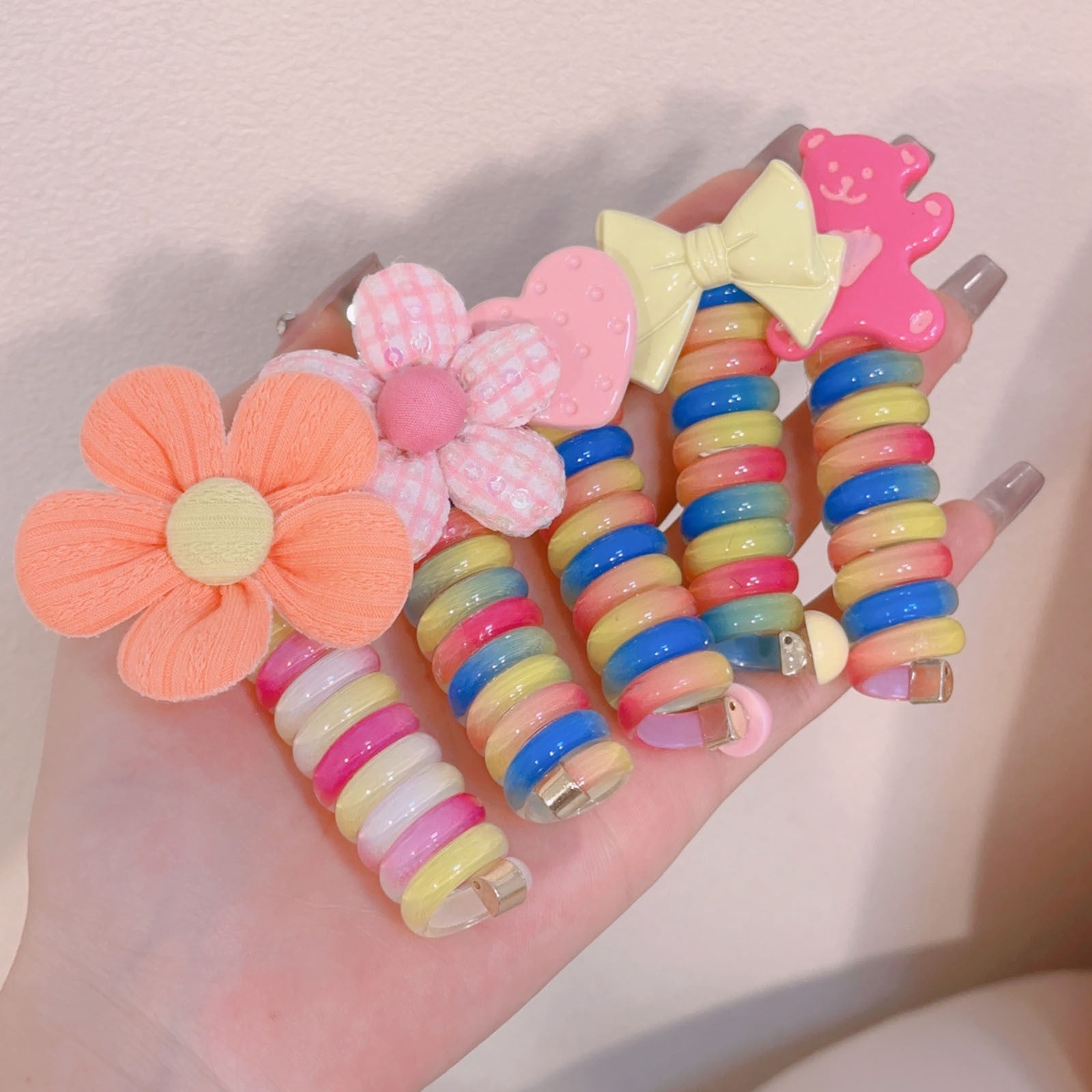 SPOORYYO Colorful Telephone Wire Hair Bands for Kids - Cute Cartoon ...