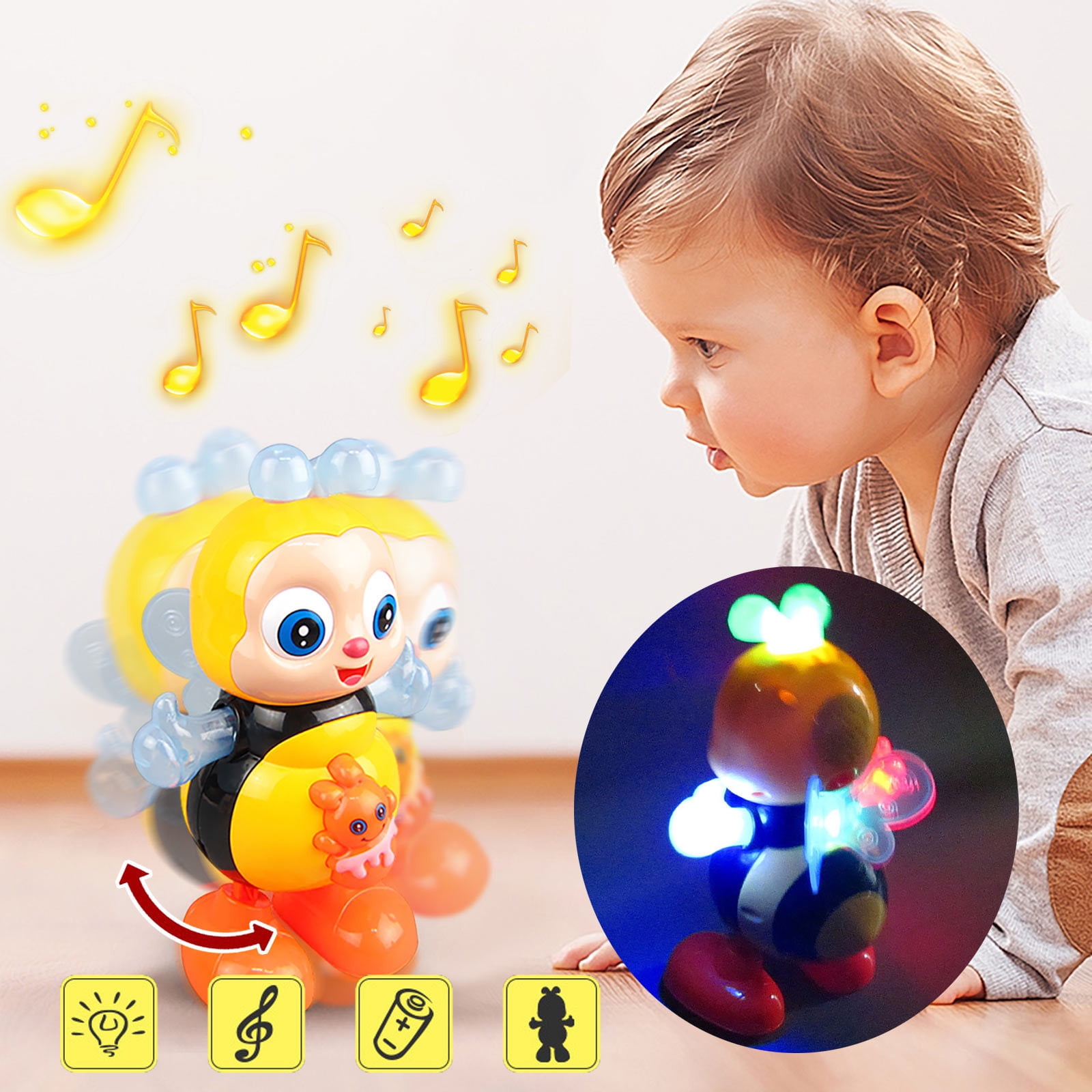 SPOORYYO Dancing Bee Musical Toy with Flashing Lights & Music - Interactive Dancing Robot Bee ...