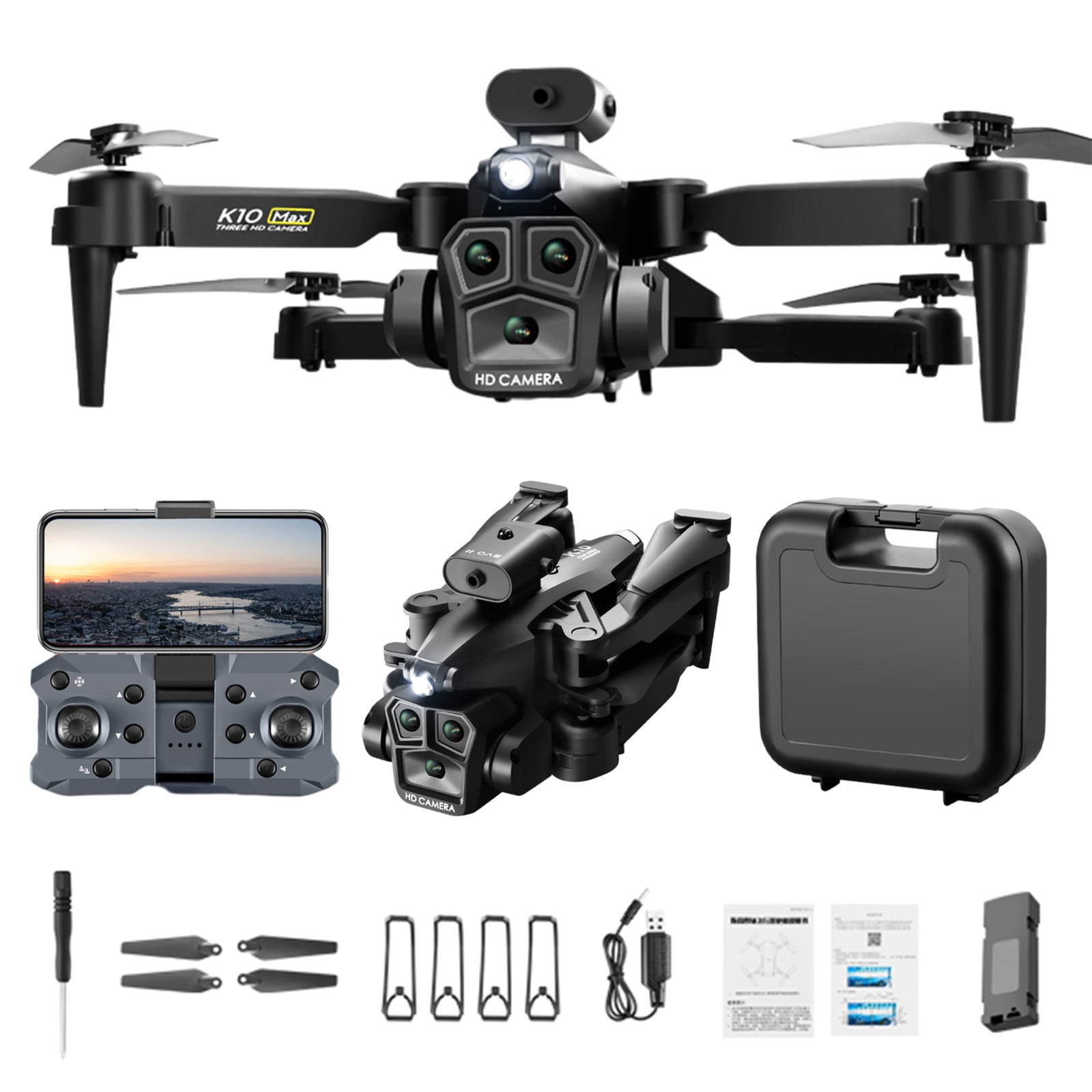 SPOORYYO Drone with Dual 4K HD FPV Cameras, Altitude Hold, Headless ...
