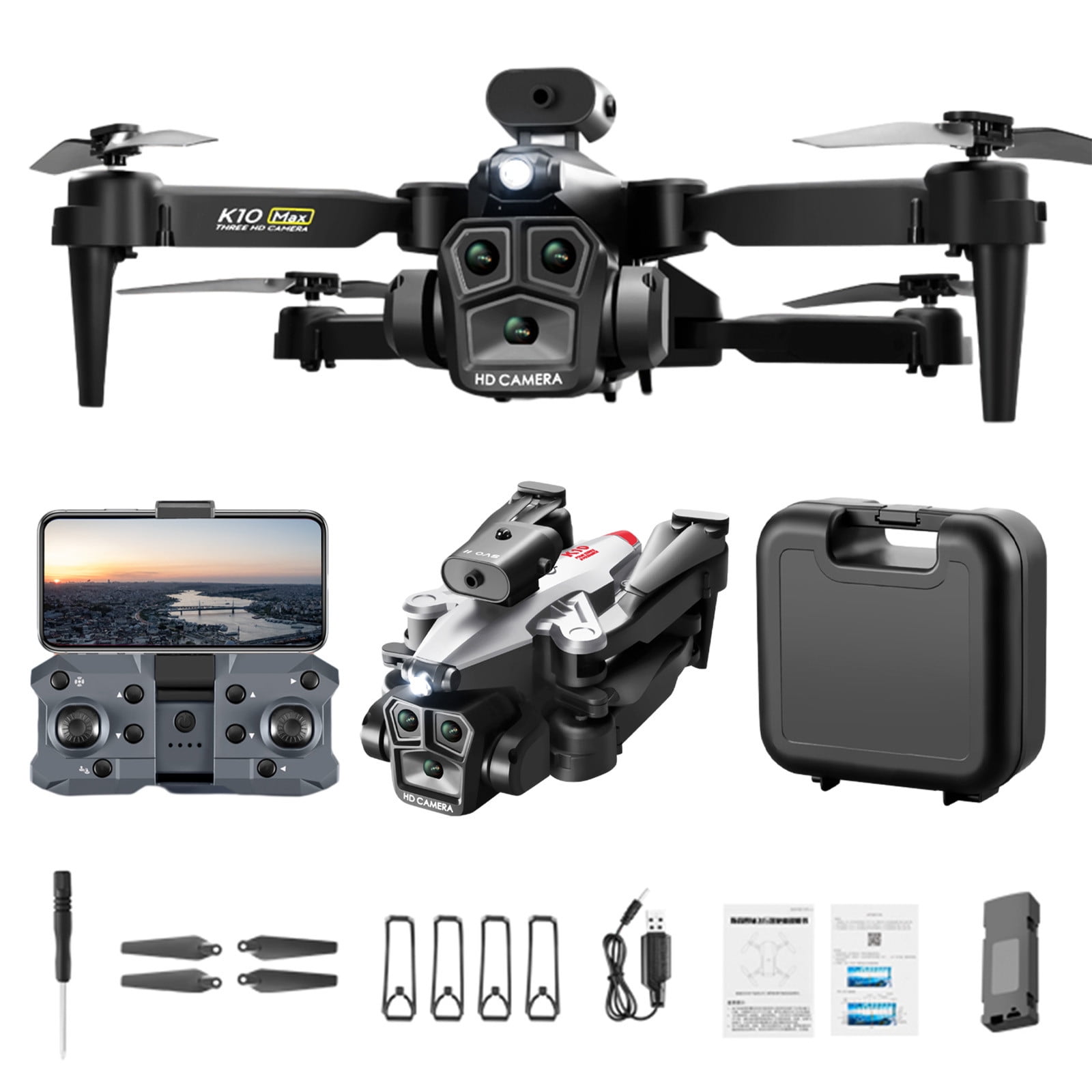 SPOORYYO Drone with Dual 4K HD FPV Cameras, Altitude Hold, Headless ...