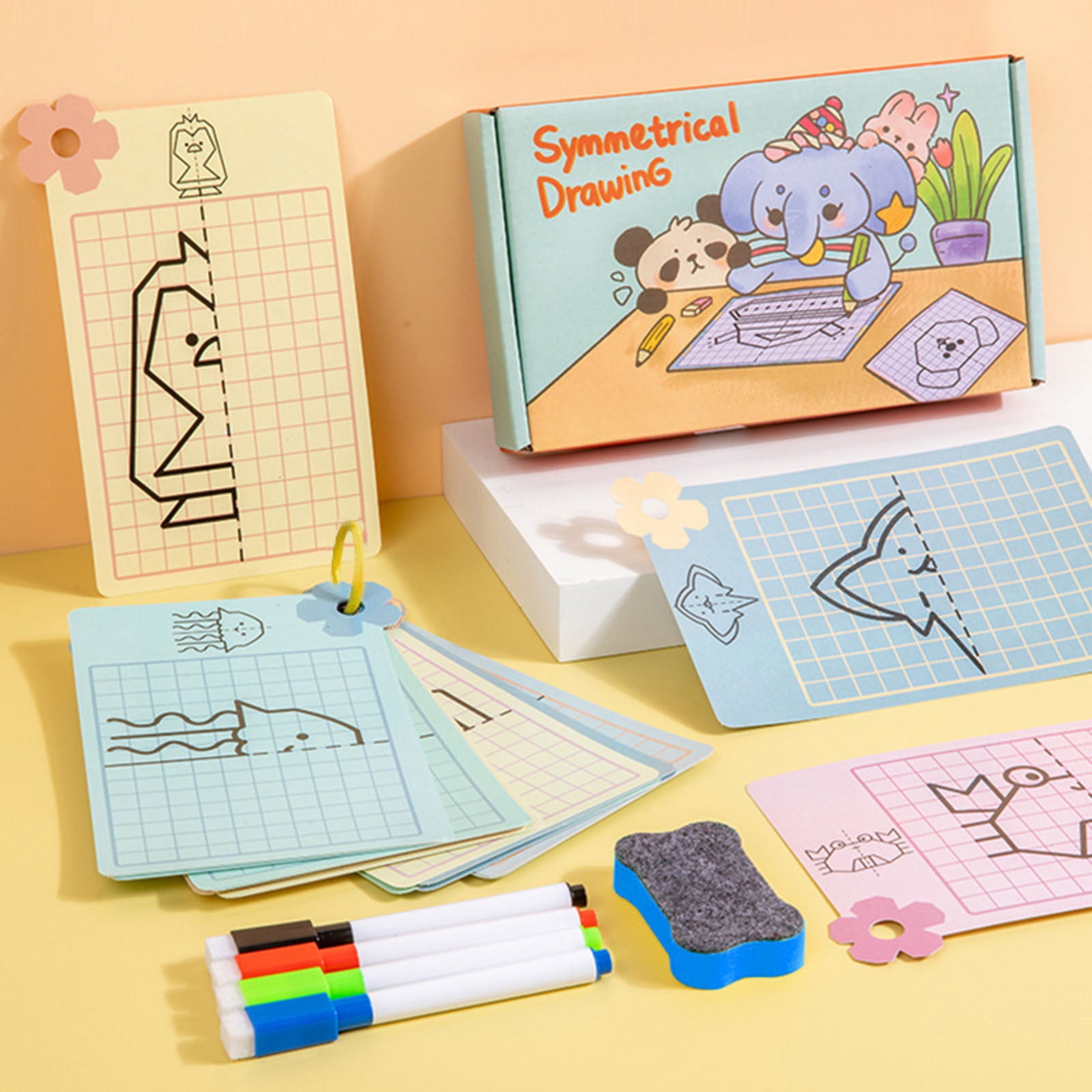 SPOORYYO Educational Symmetry Picture Book Toy - Control Pen, Erasable ...