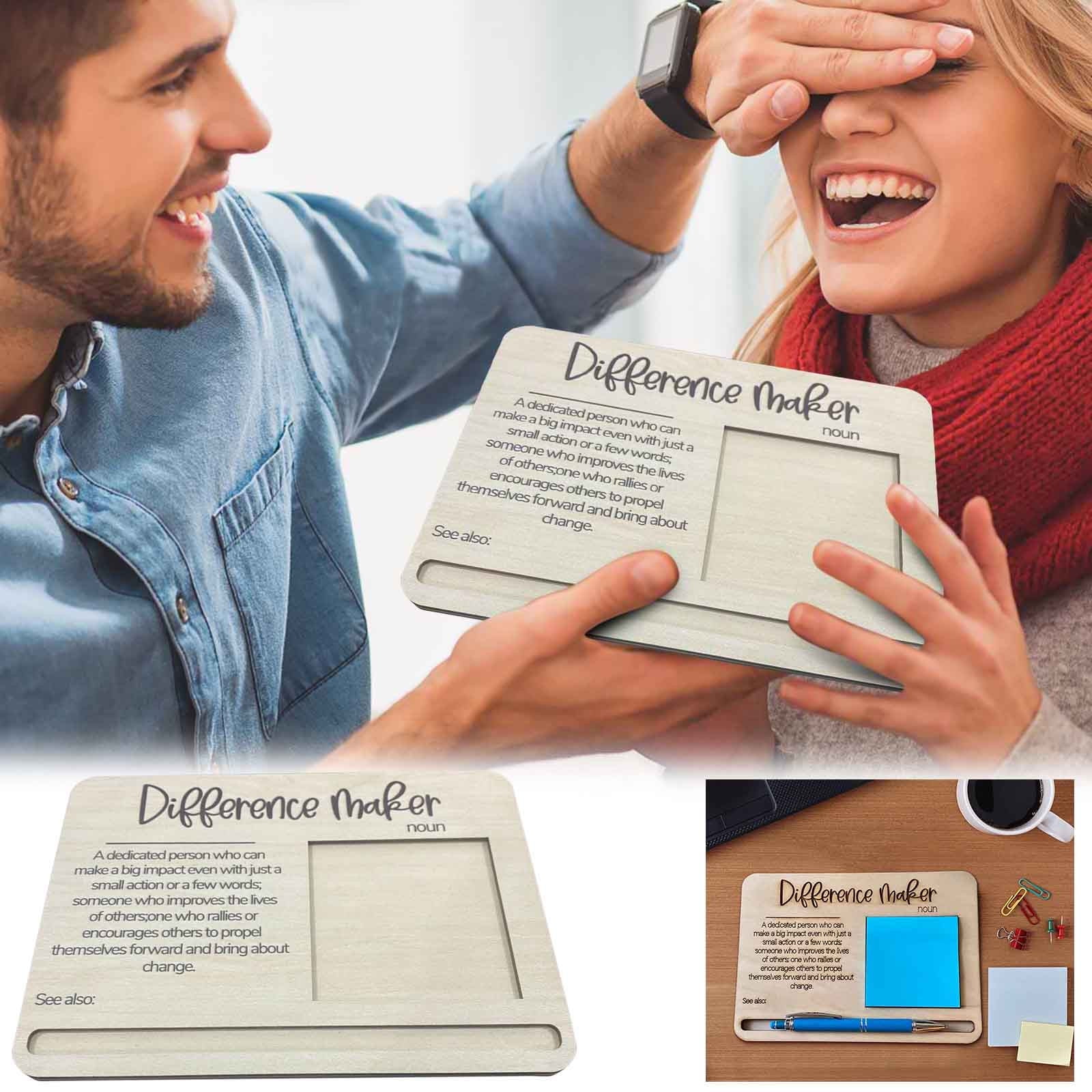 SPOORYYO Engraved Custom Note Pad with Pen Holder, Personalized Wooden ...