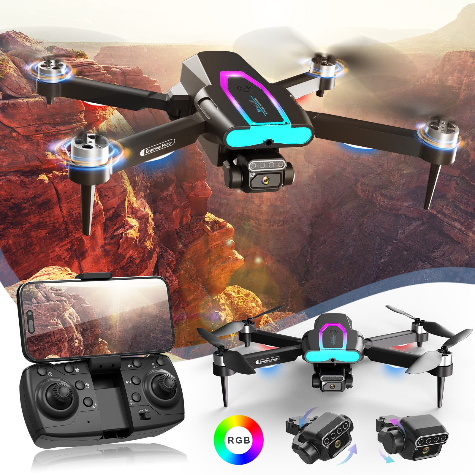 SPOORYYO FPV Brushless Drone with 2-Direction ESC Camera, Stable Flight ...