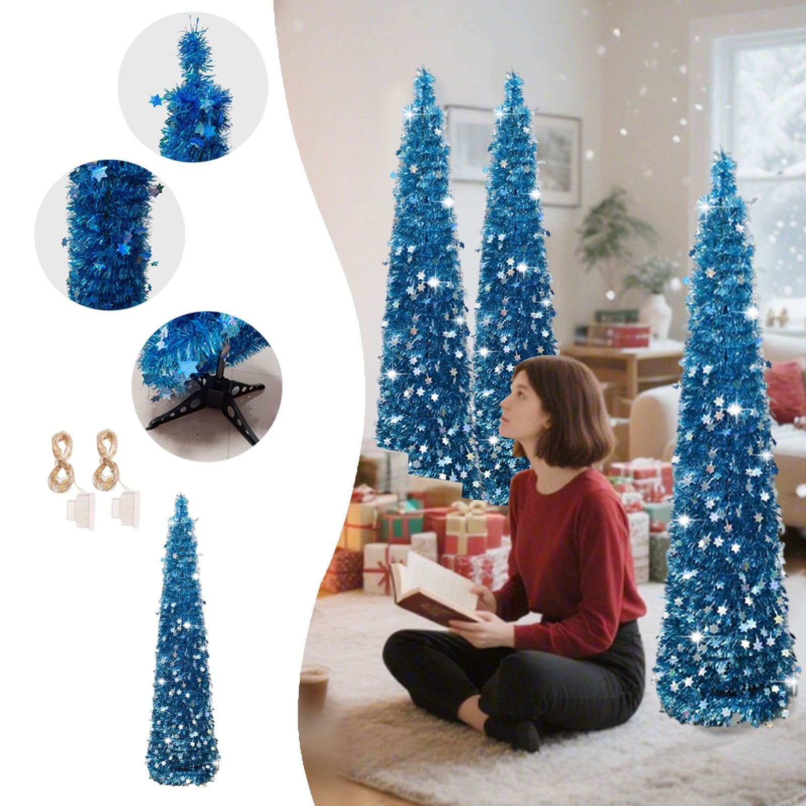 SPOORYYO Folding Christmas Tree with Multicolor Lights - Portable ...