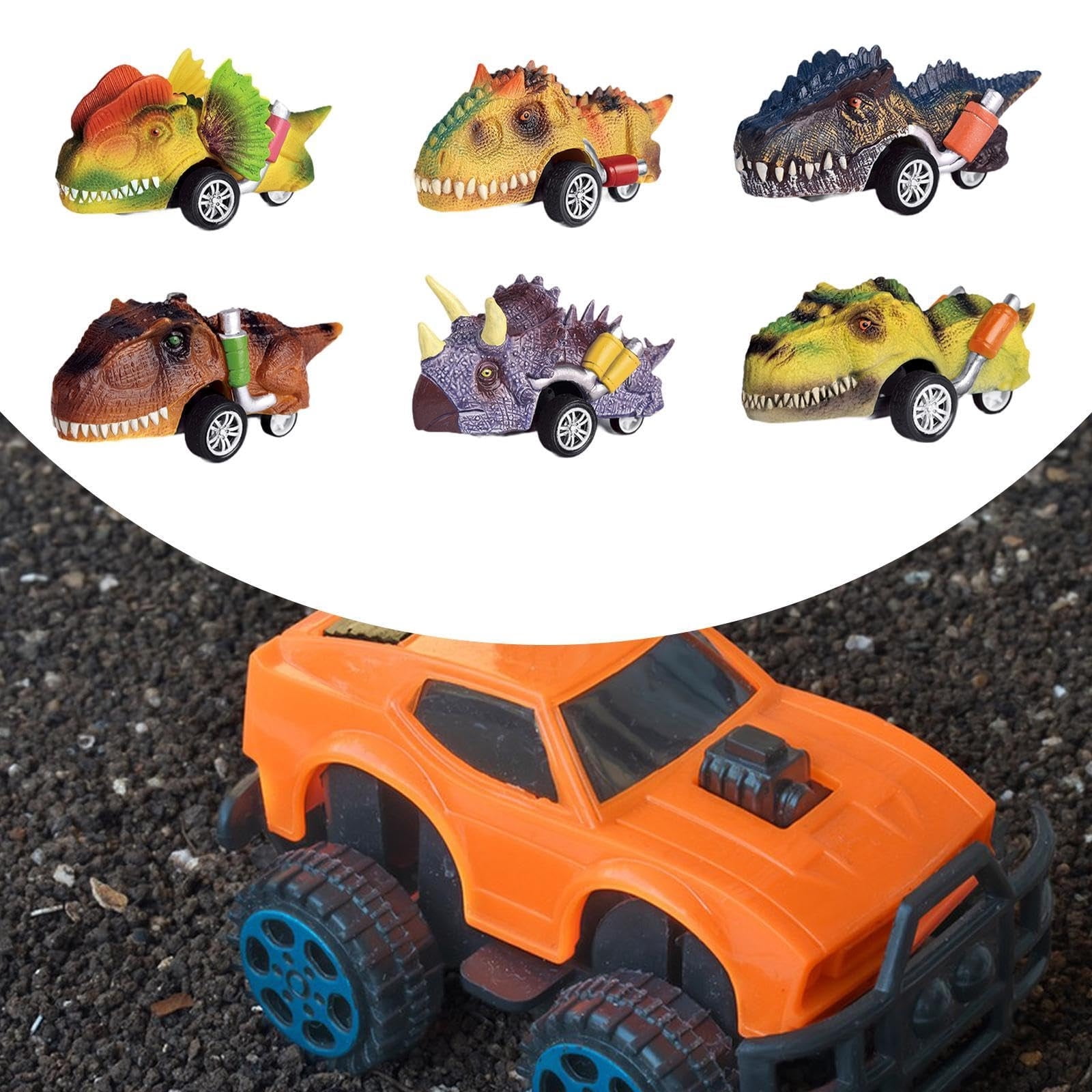 SPOORYYO Hand Painted Mini Dinosaur Shape Pullback Toy Cars - Set of 6 ...