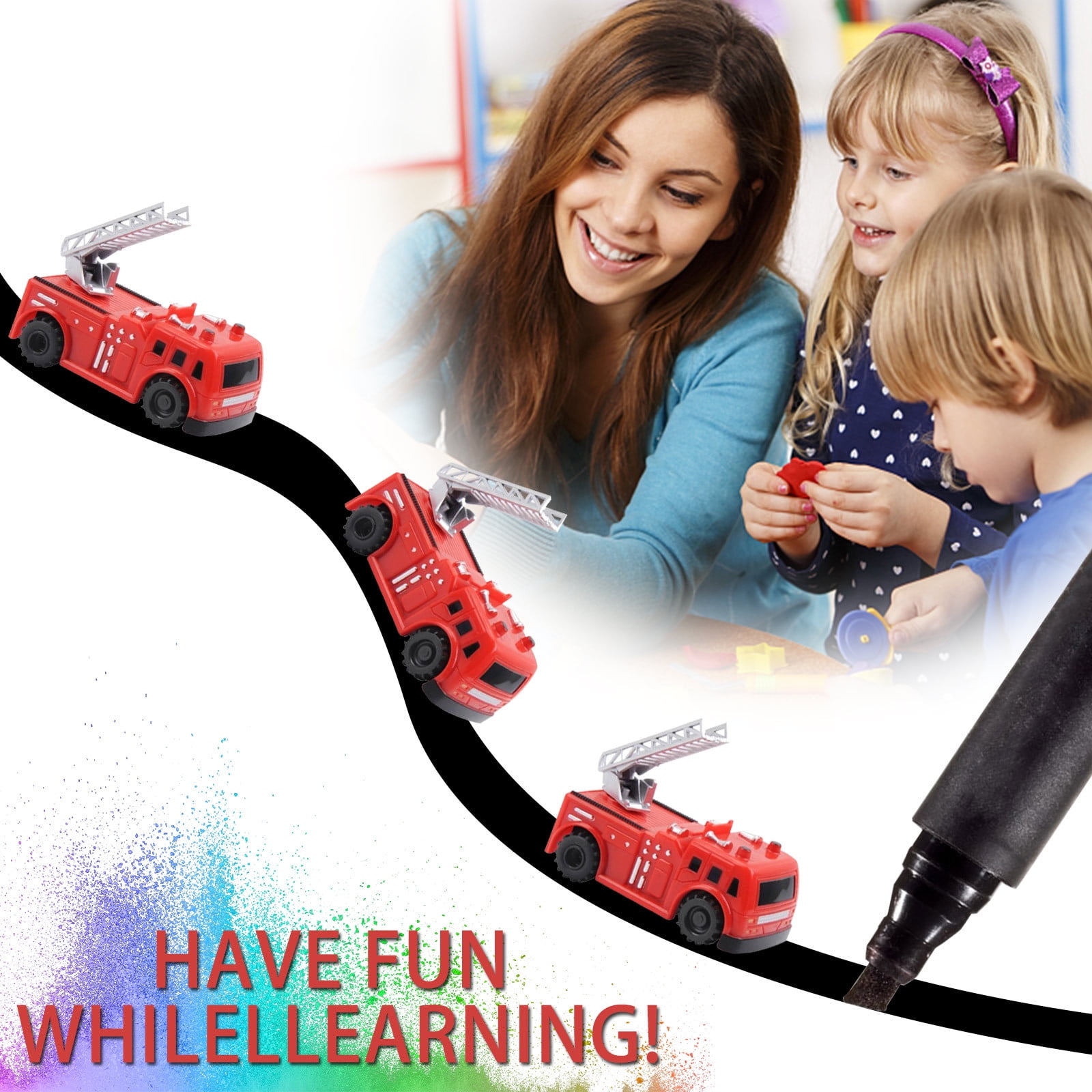 SPOORYYO Induction Car and Pen Toy - Automatic Road Marking Train for ...