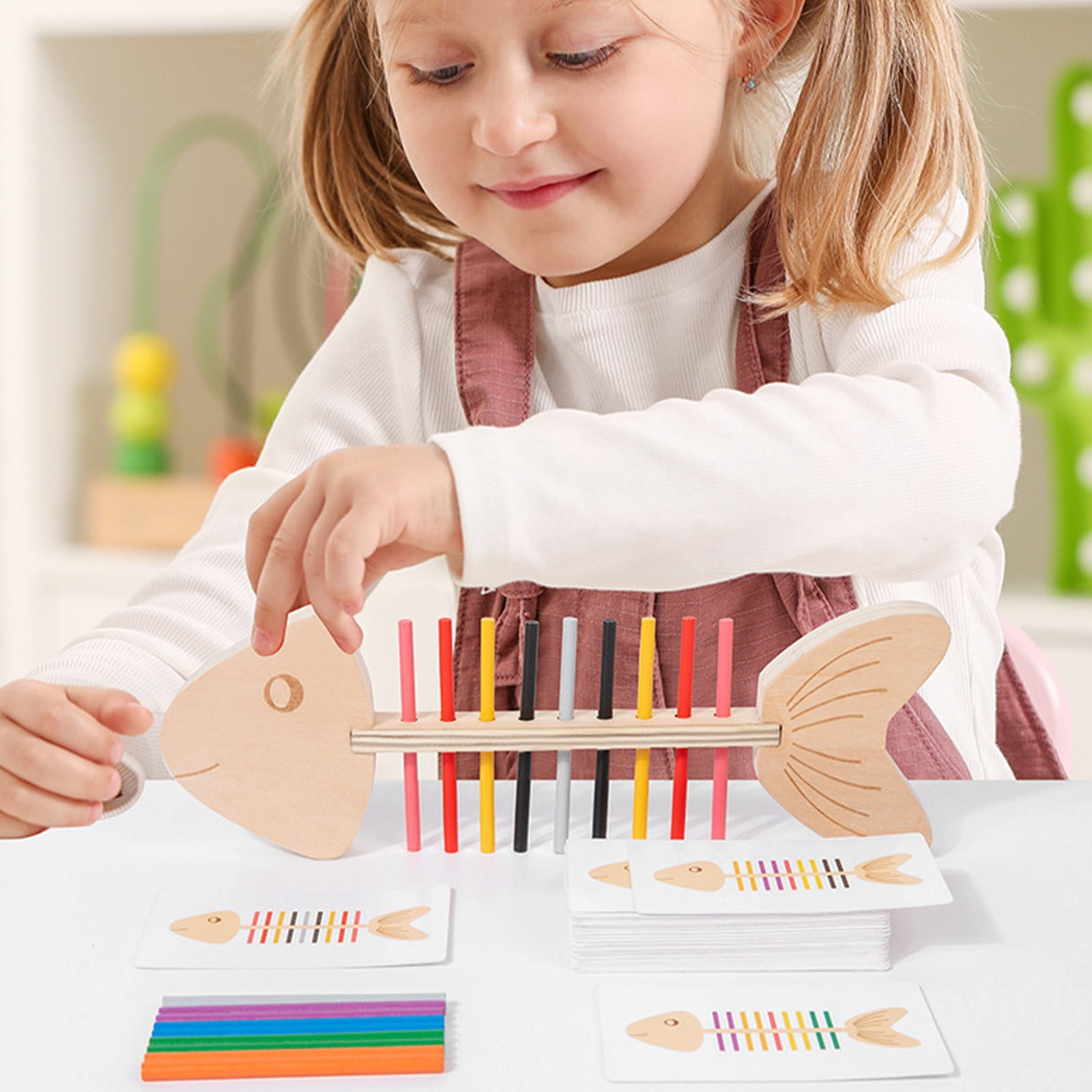 SPOORYYO Interactive Wooden Fish Skeleton Color Sorting Toy ...