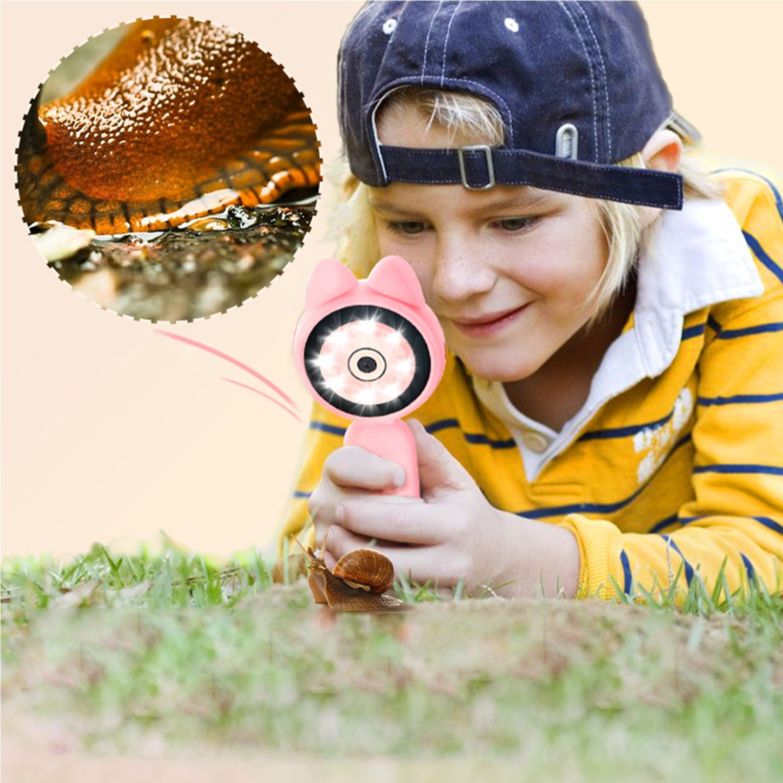 SPOORYYO Kids Microscope with 2 Inch LCD Screen, 8 LED Lights, Portable ...