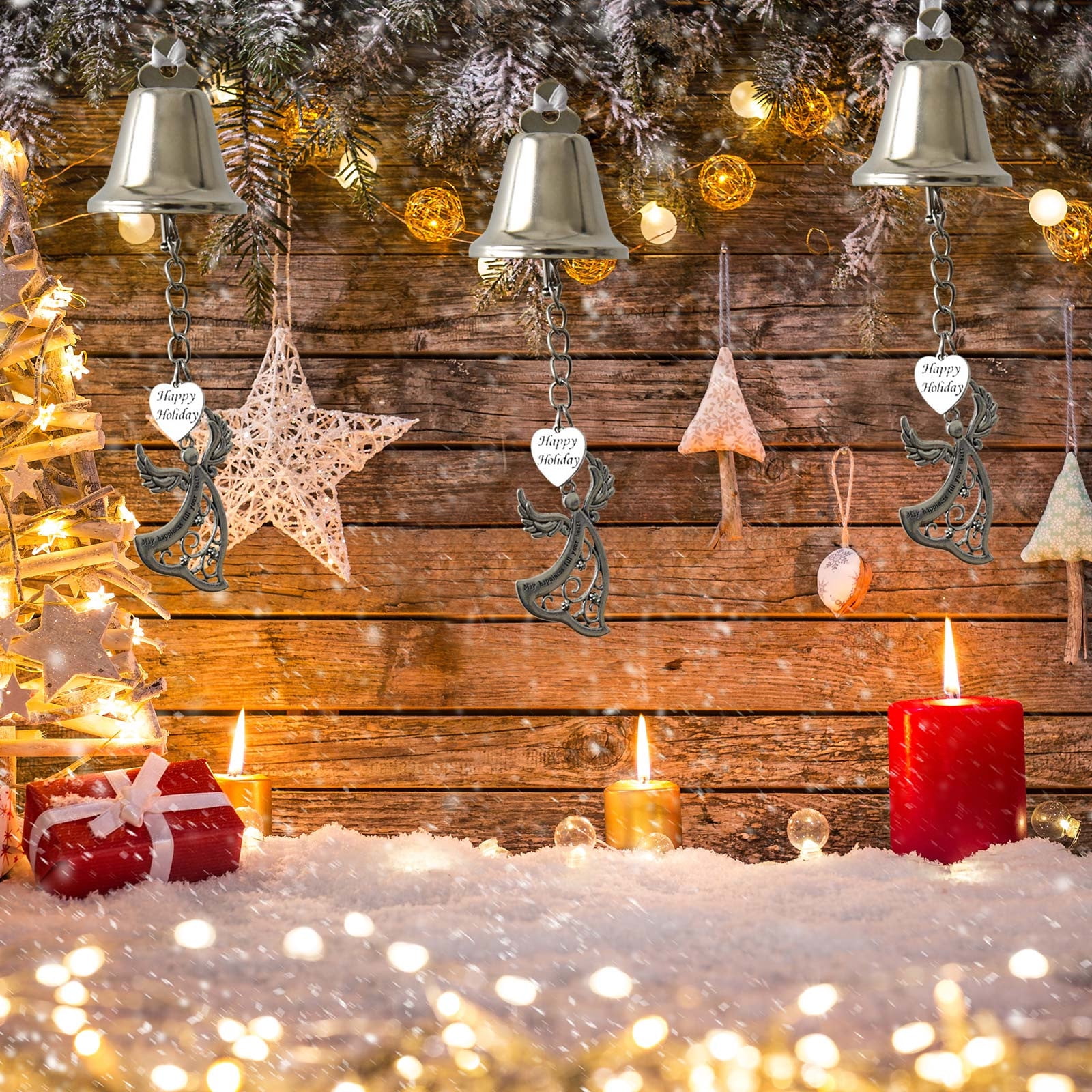 SPOORYYO Long Silver Iron Wind Chimes with Ringable Bells for Christmas ...