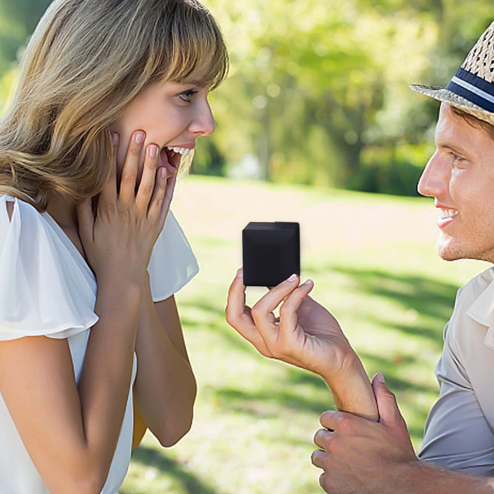 SPOORYYO Luxury LED Ring Jewelry Gift Box Black LED Ring Box for ...