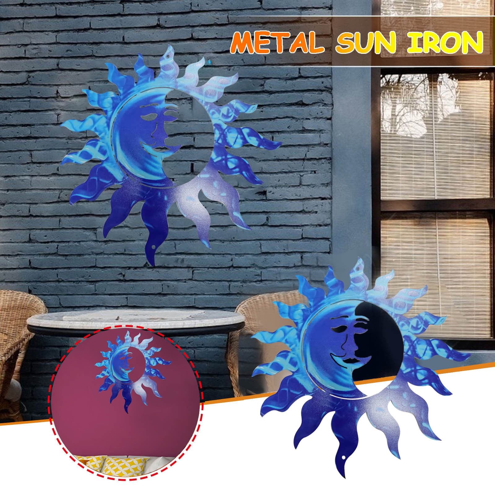 SPOORYYO Metal Sun Wrought Iron Decoration - Indoor and Outdoor Garden ...
