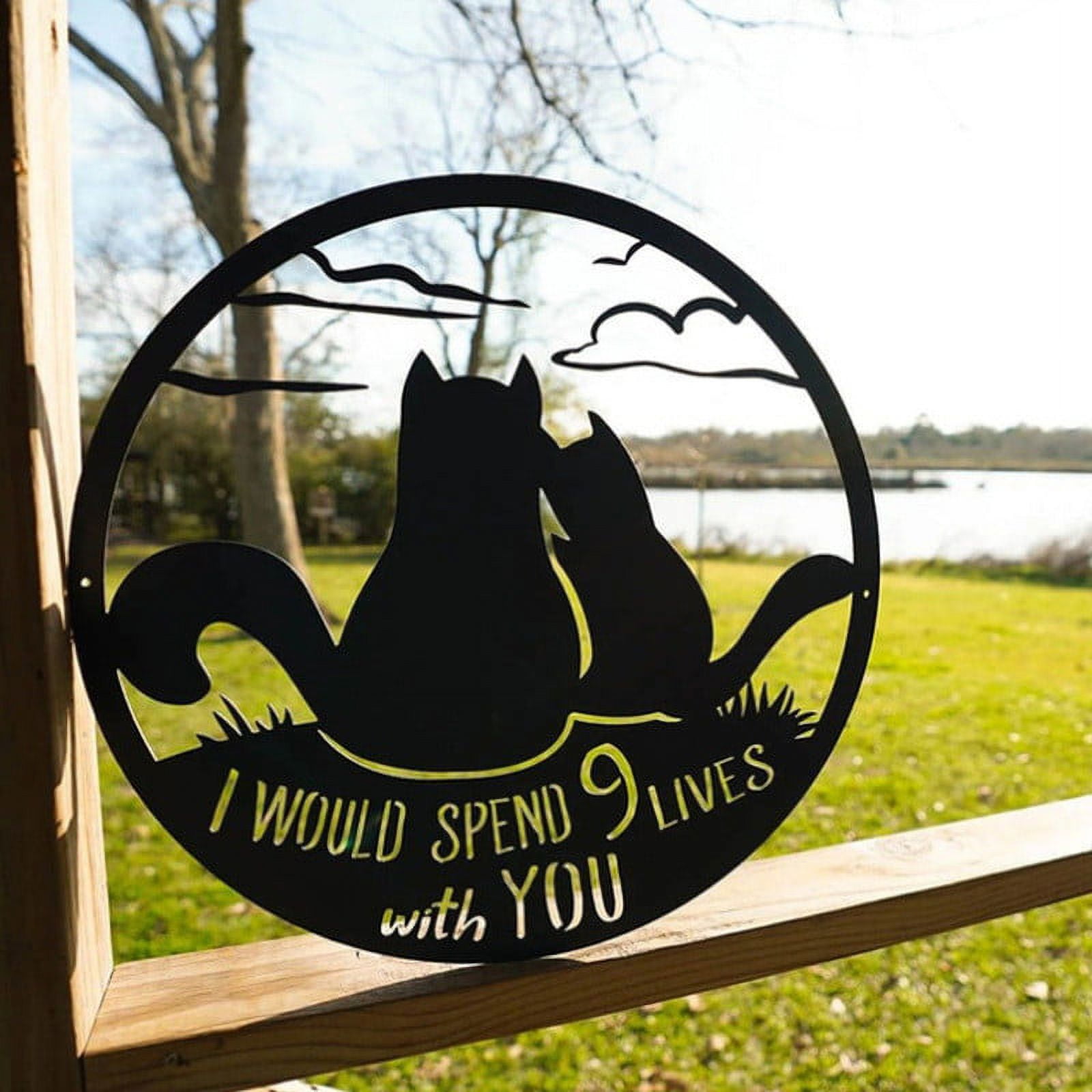 SPOORYYO Nine Lives Cat Silhouette Metal Garden Decoration - Rust ...