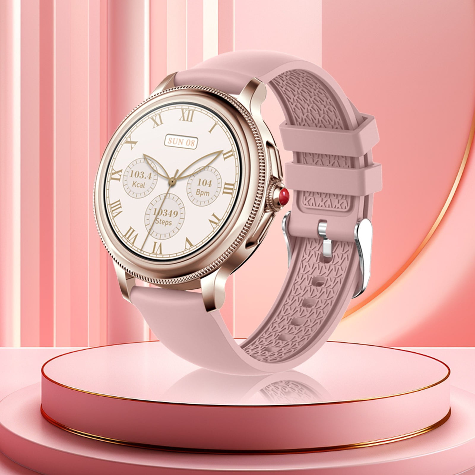 SPOORYYO Pink Alloy Bluetooth Smart Watch with Call Reminders, Step ...