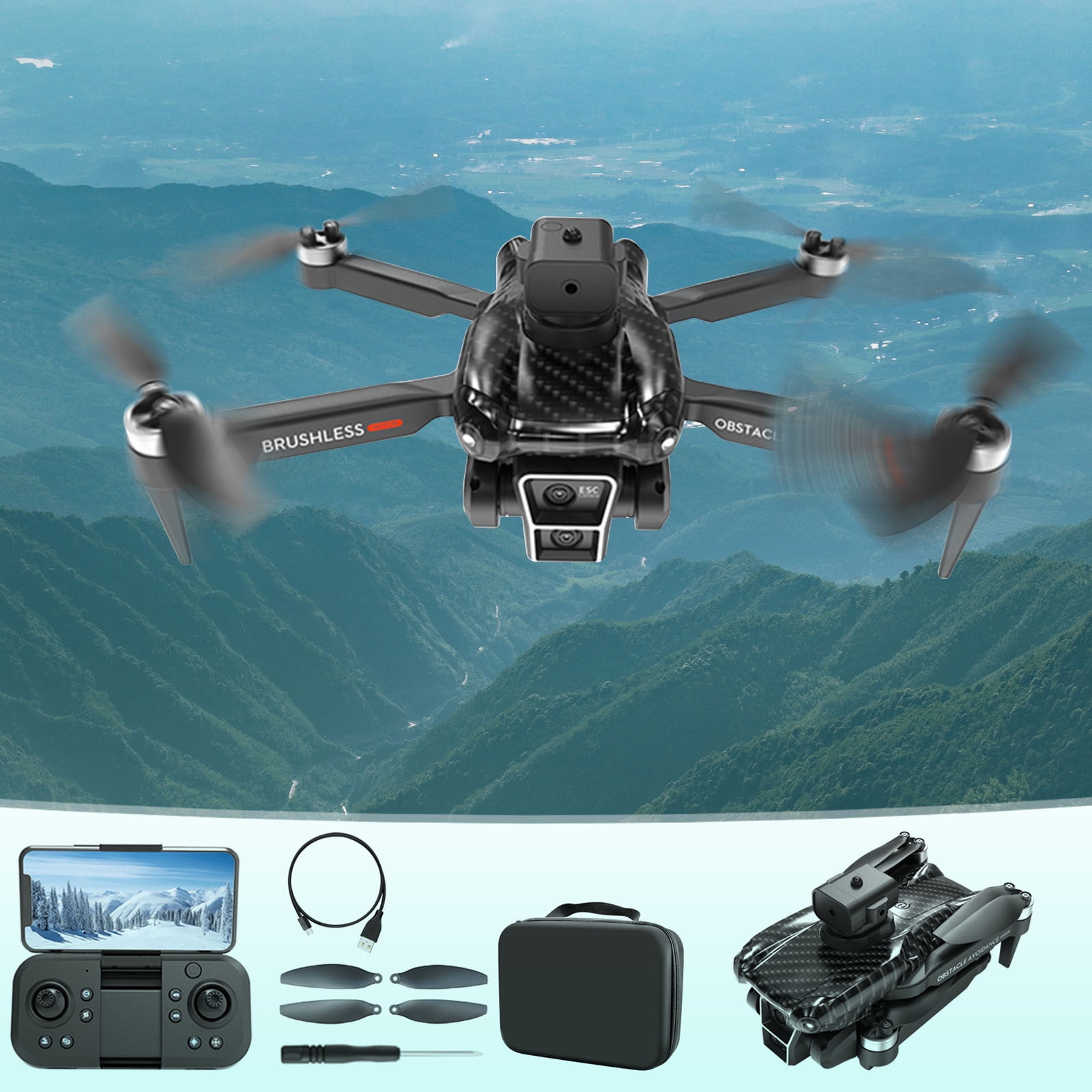 SPOORYYO Portable Folding Brushless Drone with HD Aerial Photography ...