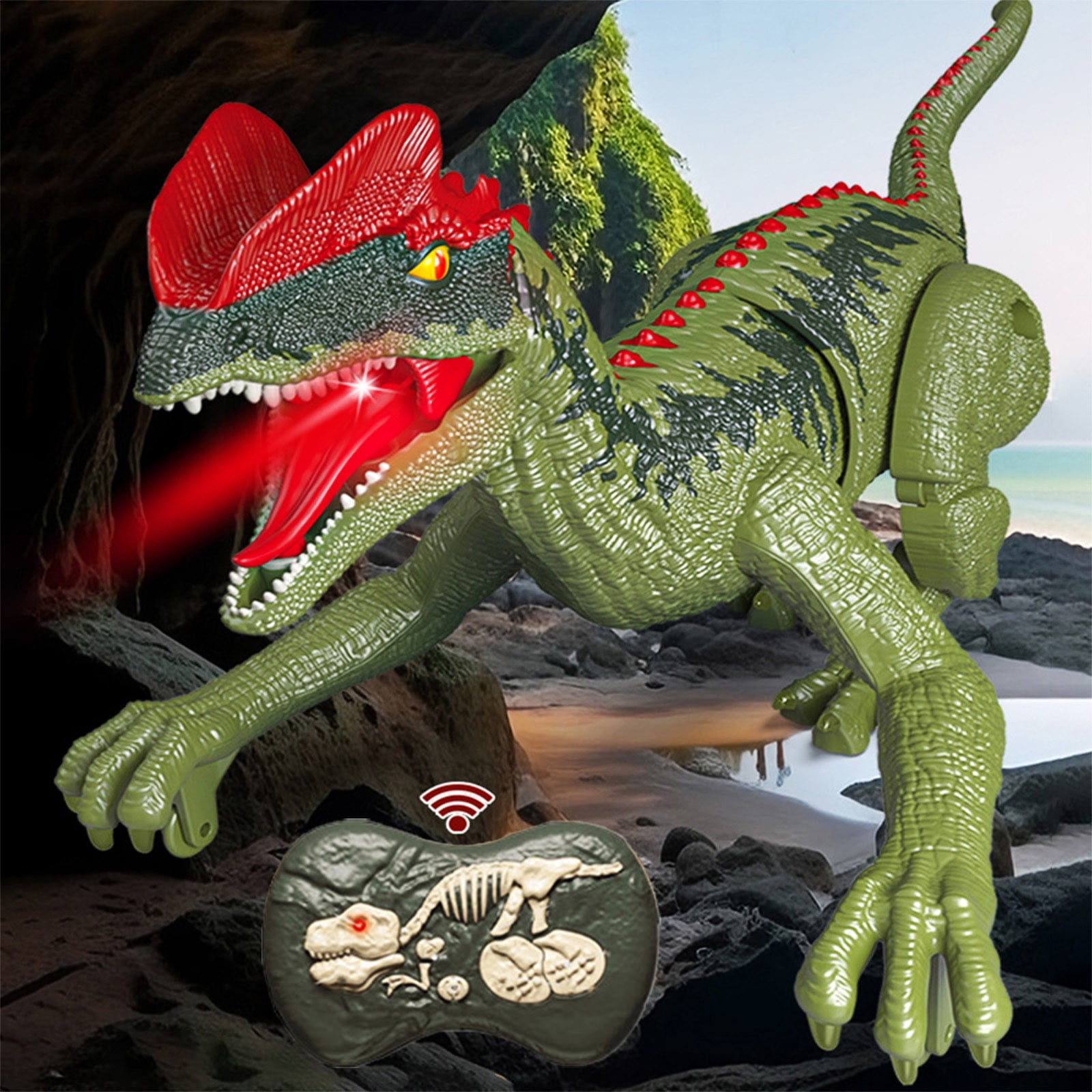 SPOORYYO Remote Control Robot Dinosaur Toy, 2.4G Simulation Sound-Light ...