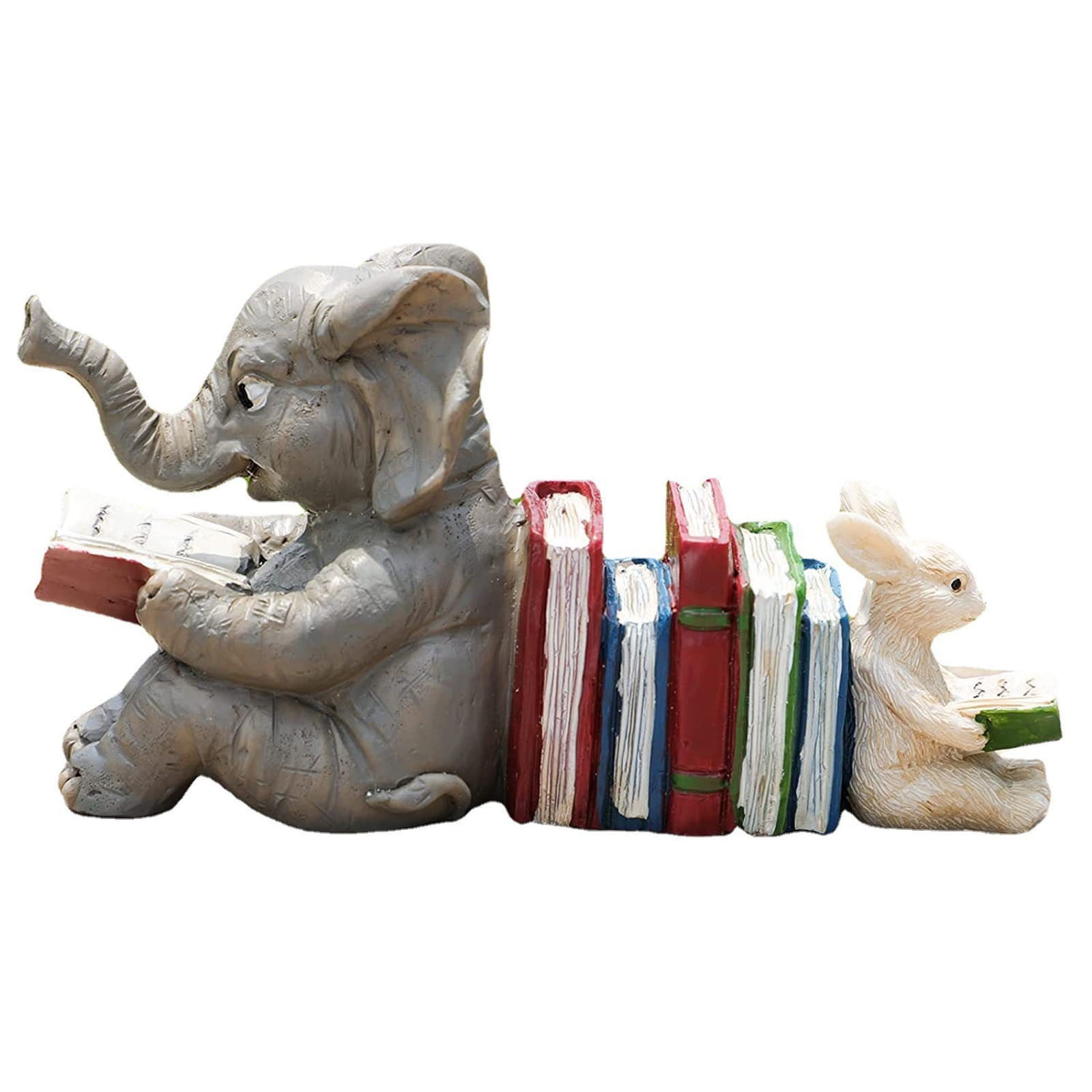 SPOORYYO Resin Rabbit Reading Book Statue - Garden Ornaments and ...