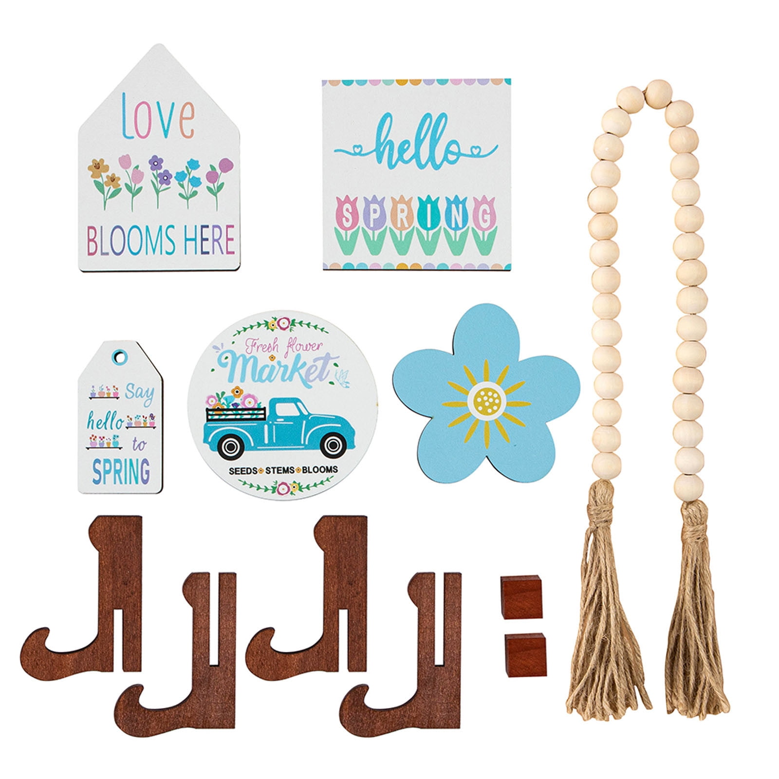 SPOORYYO Rustic Charm: 9-Piece Tiered Tray Decoration Set with Adorable ...