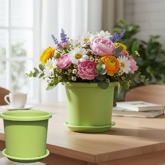 SPOORYYO Simple Style Multi Season Flower Pot With Matching Base Tray ...
