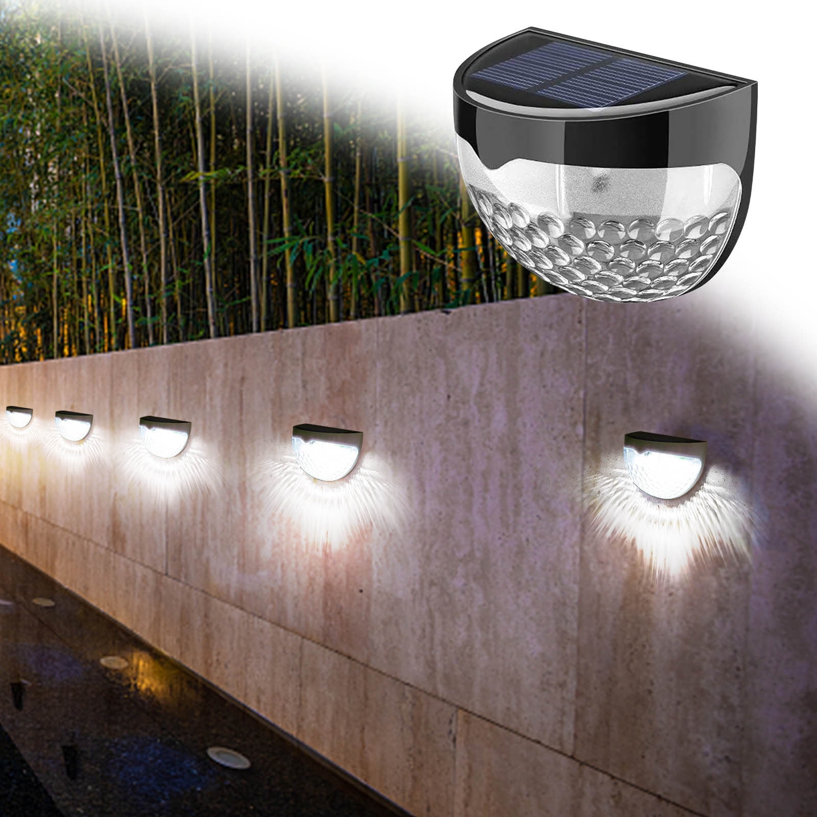 SPOORYYO Solar Fence Lights, Outdoor LED Fence Lighting for Steps ...