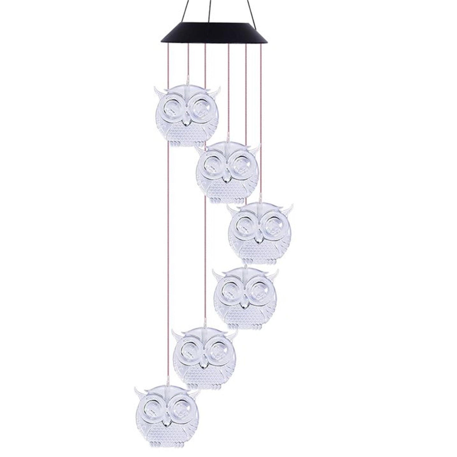 SPOORYYO Solar Owl Wind Chime with LED Spinners - Color-Changing ...