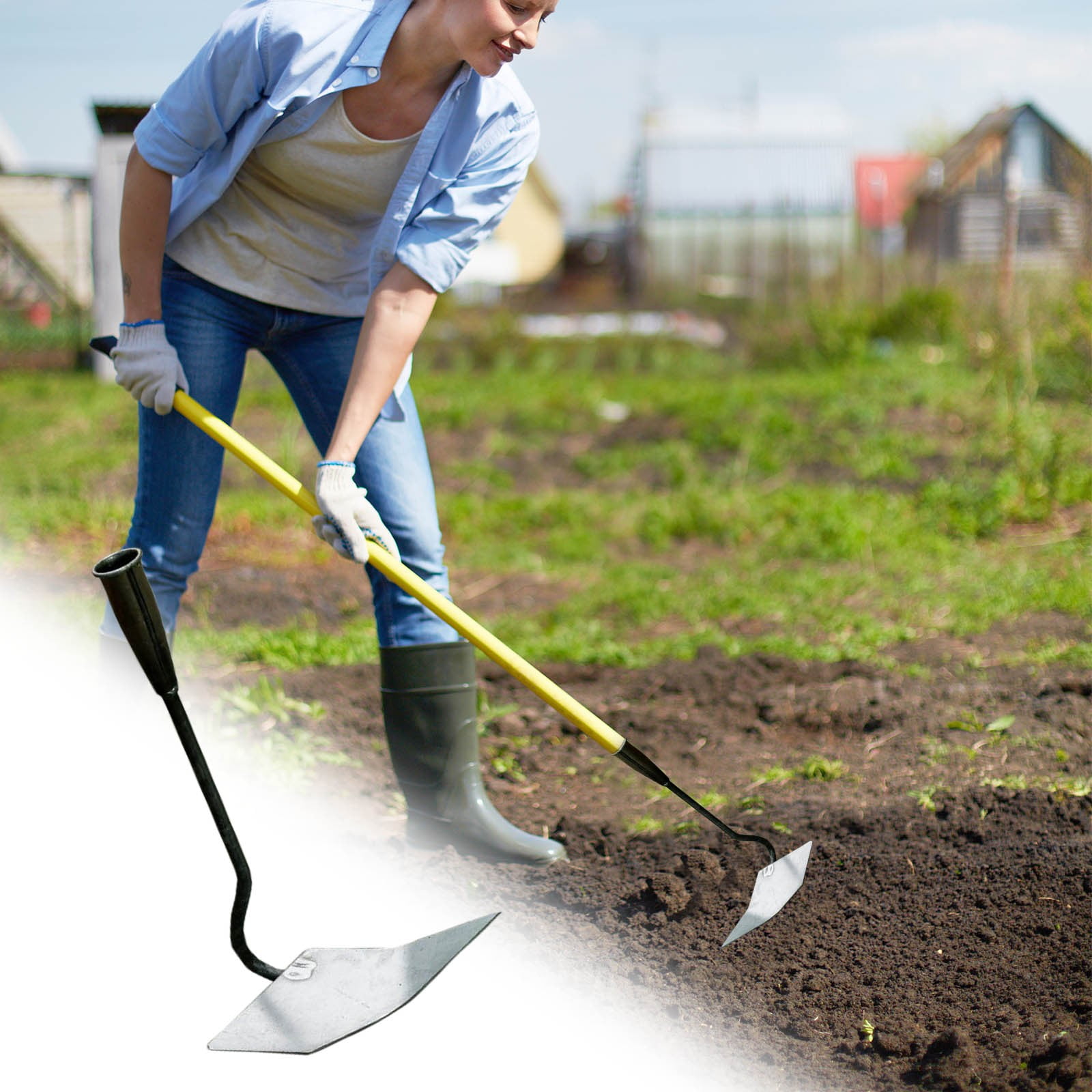 SPOORYYO Stainless Steel Landscaping Hoe, Soil Turning Hoe, Triangle ...