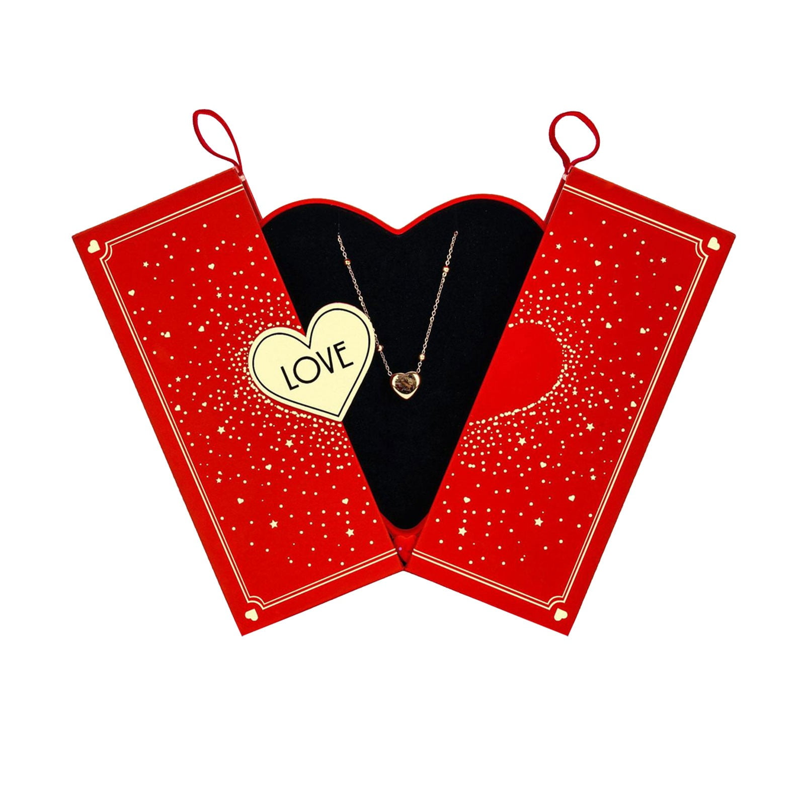 SPOORYYO Valentine's Day Luxury Heart-Shaped Jewelry Box - Double Open ...