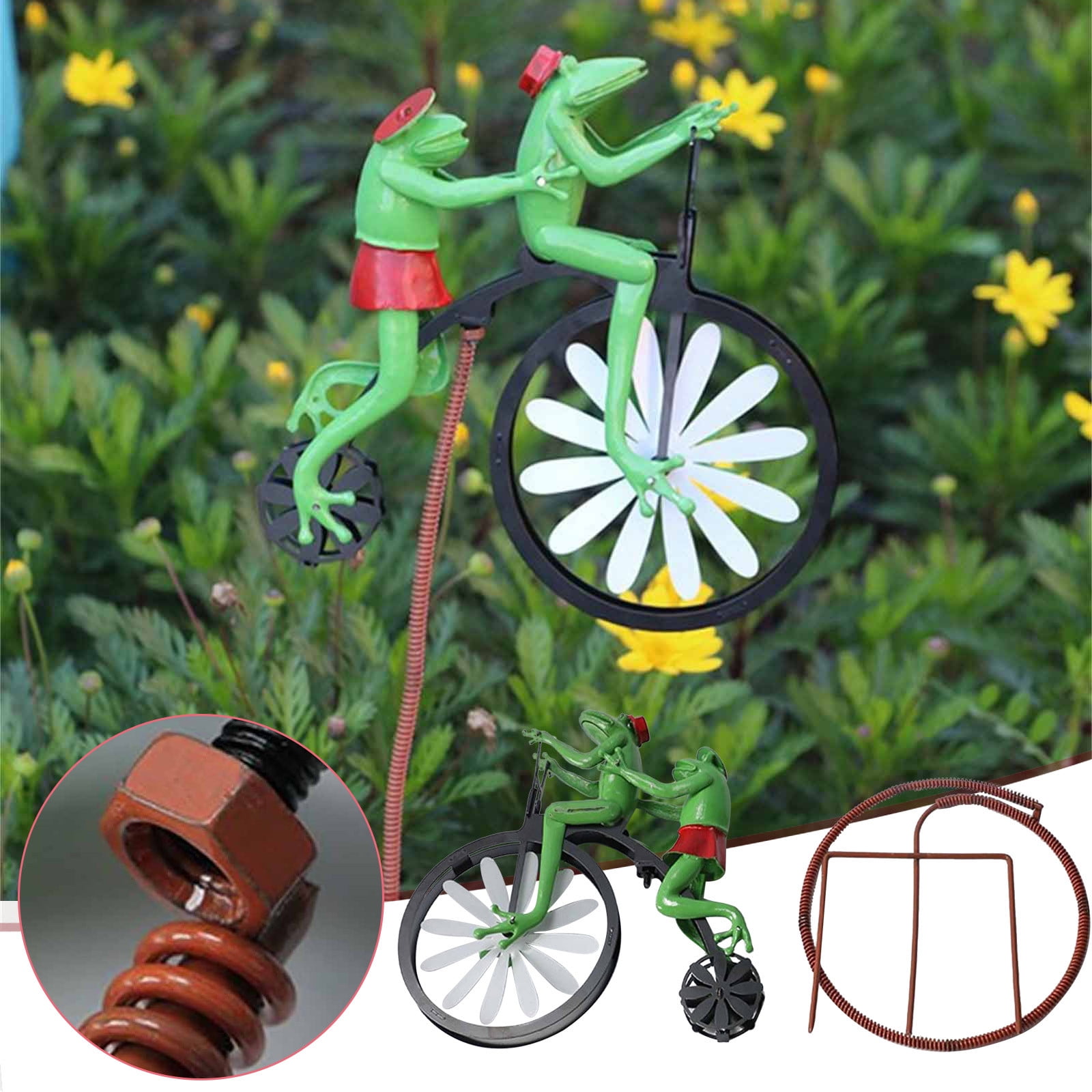 SPOORYYO Vintage Metal Bicycle Wind Garden Statue - Windmill Standing ...