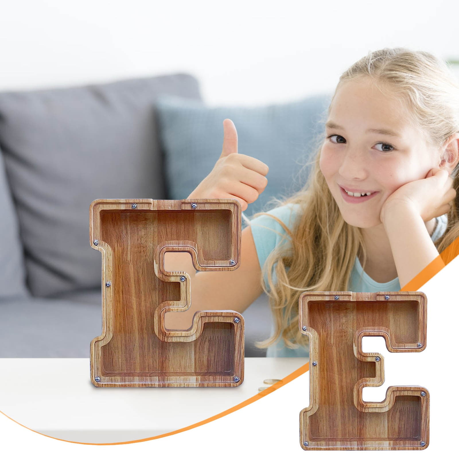 SPOORYYO Wooden English Letter Money Box with Transparent Glass Front ...