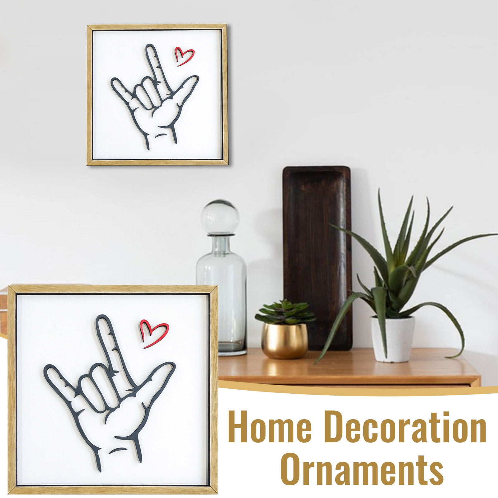 SPOORYYO Wooden I Love You Sign Language Wall Decor - Heartfelt Home Accent for a Touch of ...