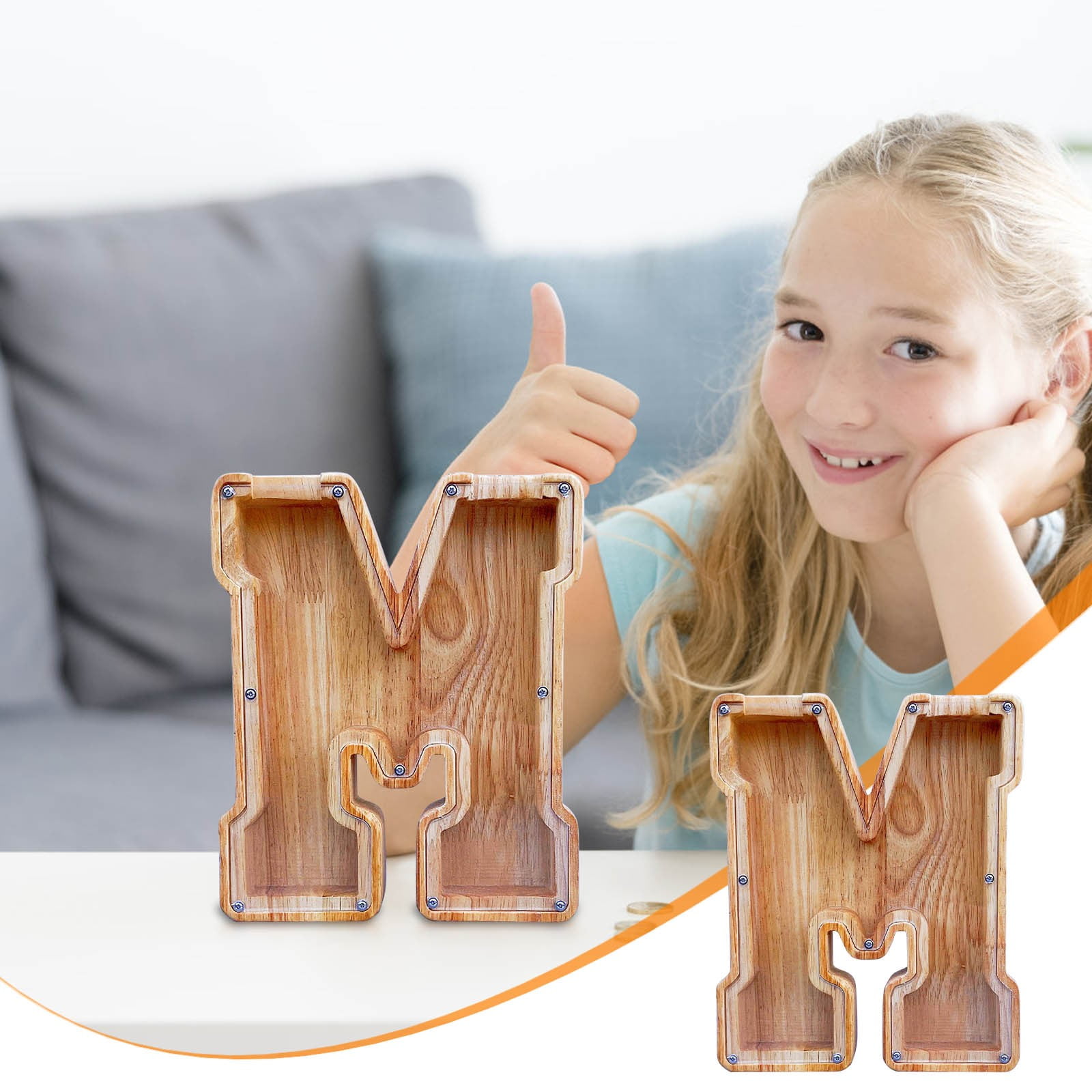 SPOORYYO Wooden Letter Money Box with Transparent Front - Eco-Friendly ...