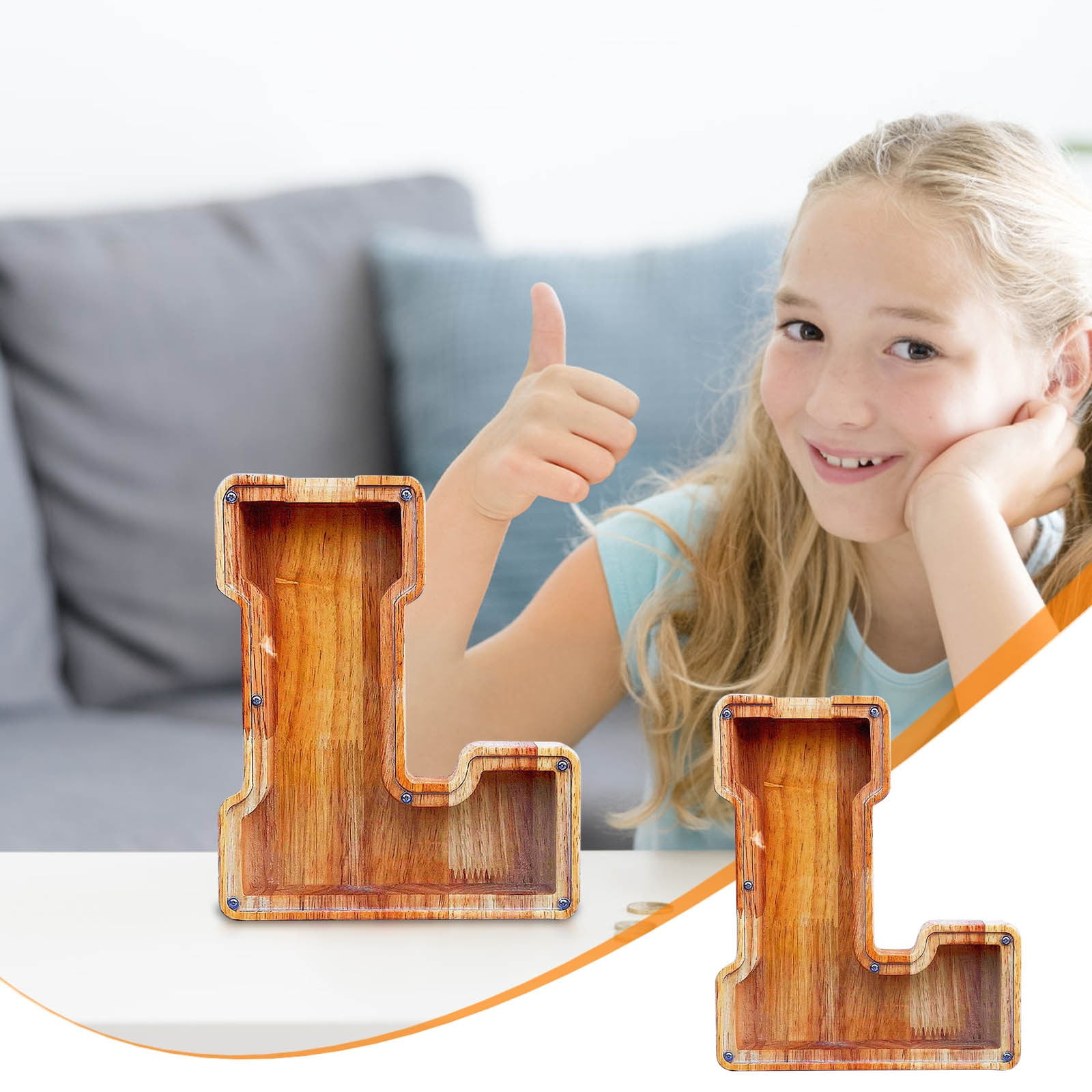 SPOORYYO Wooden Letter Money Box with Transparent Front - Eco-Friendly ...