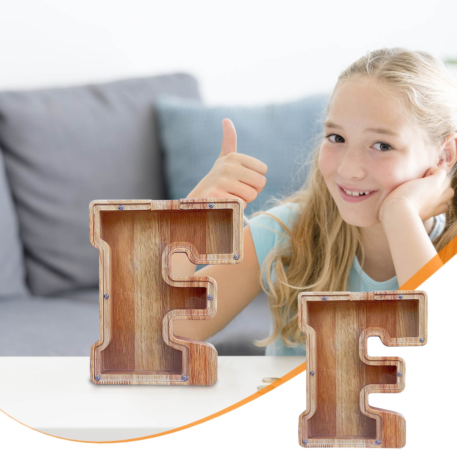 SPOORYYO Wooden Letter Money Box with Transparent Glass Front, Eco ...