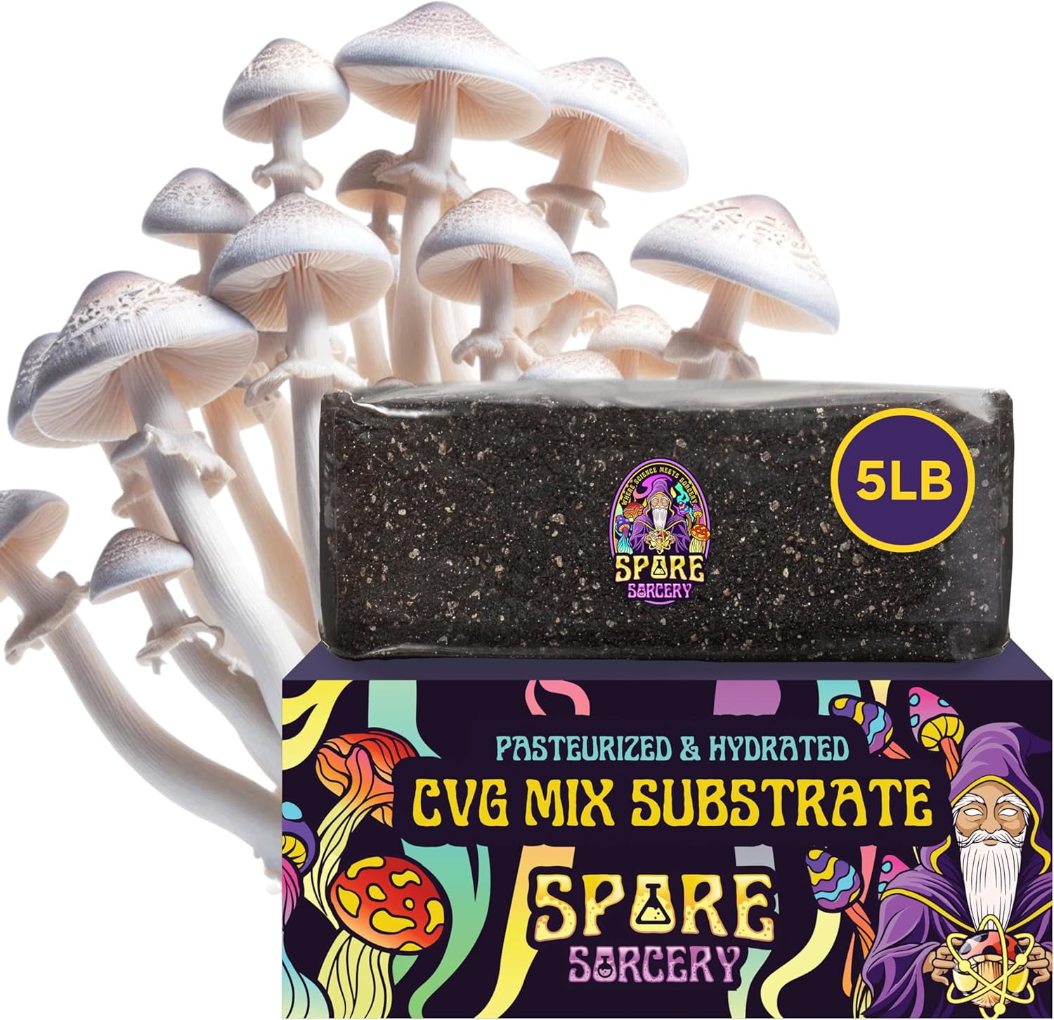 SPORE SORCERY 5 LB Pasteurized & Hydrated Mushroom Substrate | CVG Mix ...