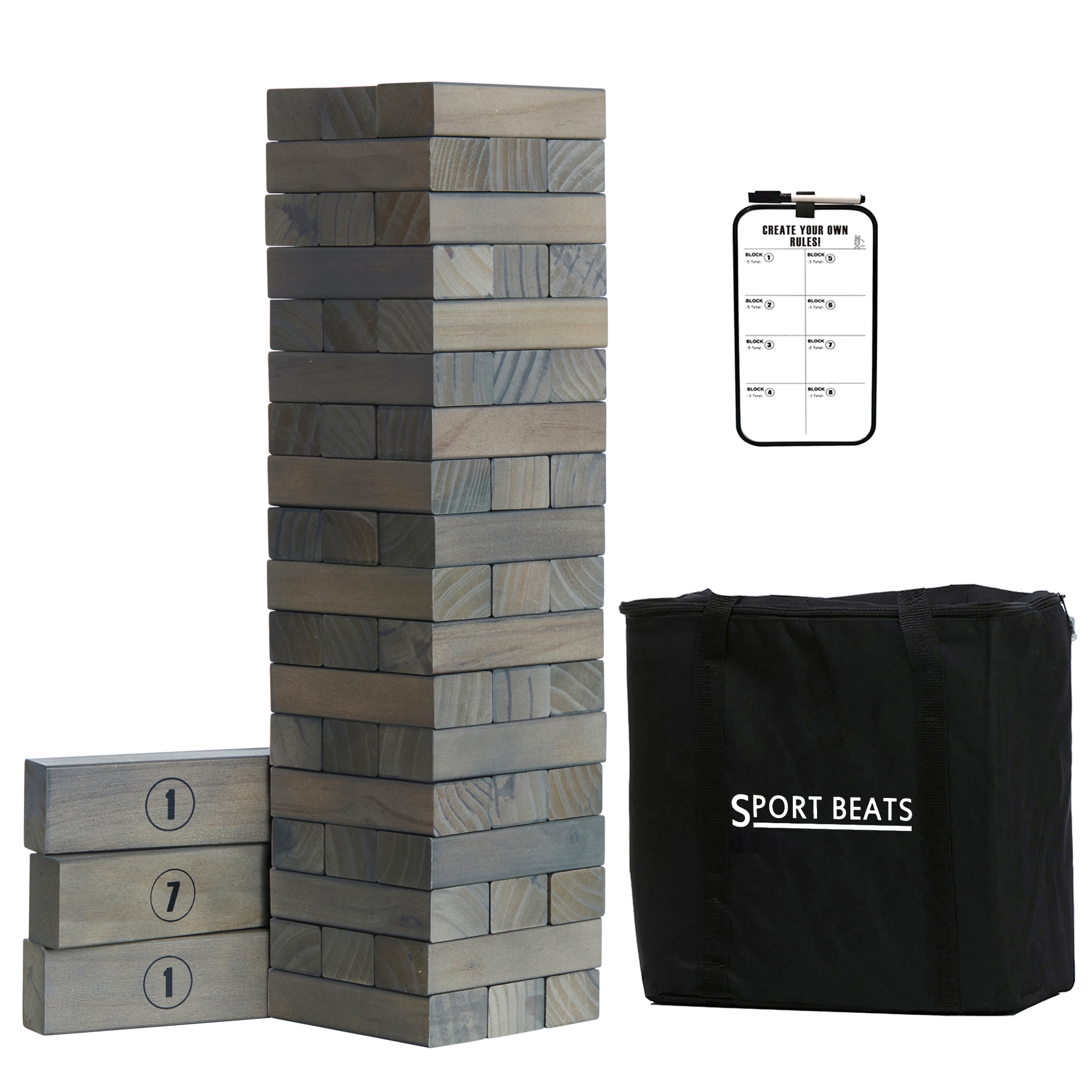 SPORT BEATS Outdoor Games Large Tower Game Gray Tumbling 54 Blocks ...
