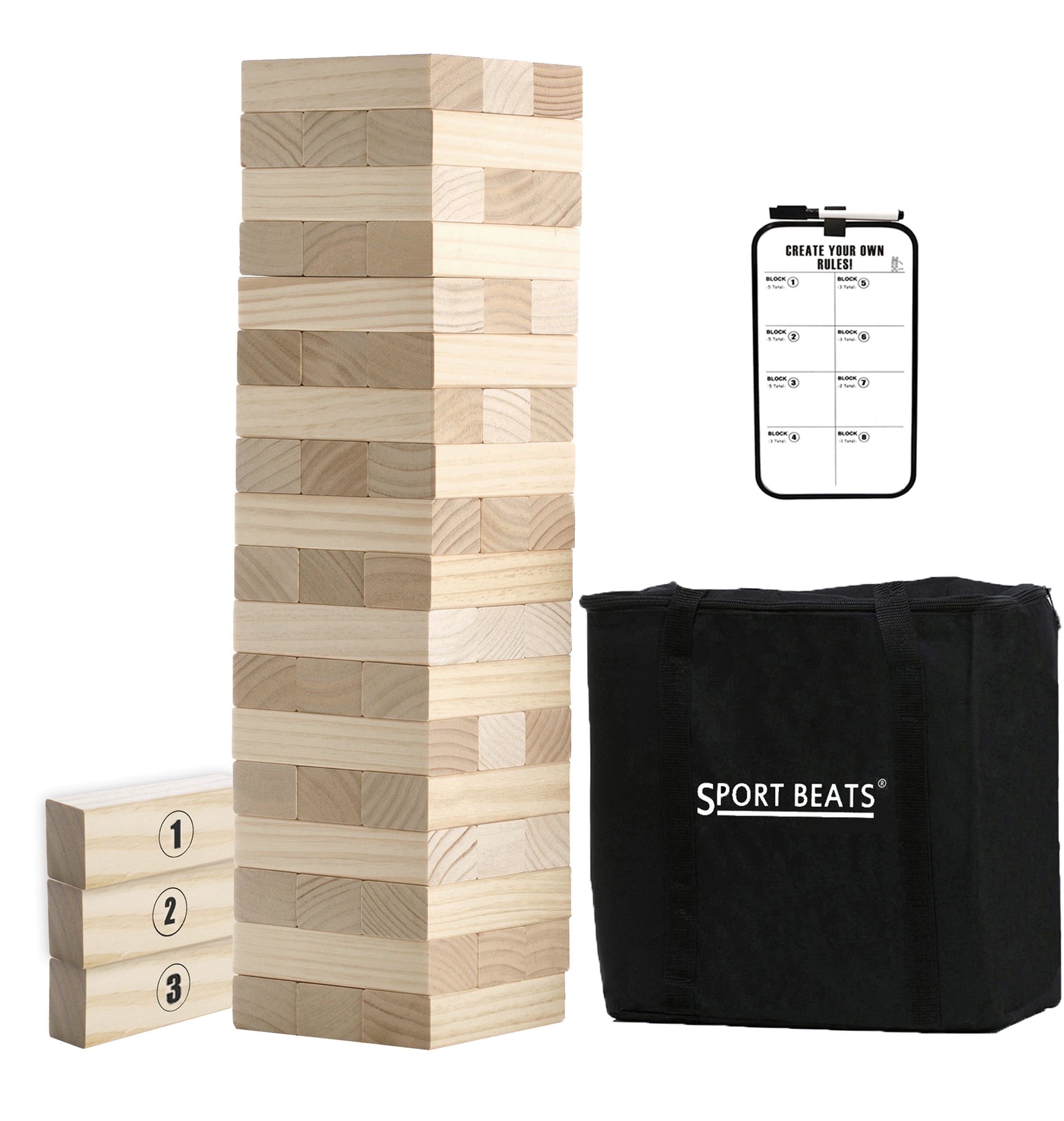 SPORT BEATS Outdoor Games Large Tower Game Tumbling 54 Blocks Stacking ...