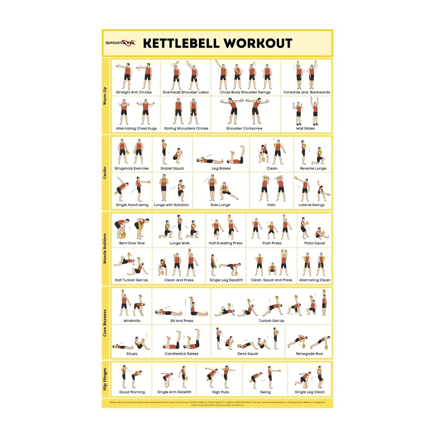 SPORTAXIS Bodyweight Workout Poster - Gloss Double-Sided Lamination, No ...
