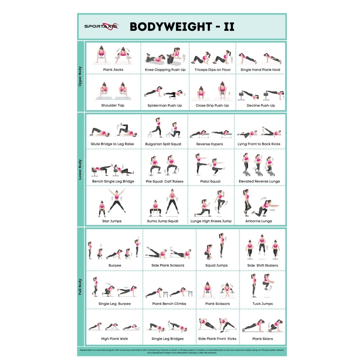 SPORTAXIS Bodyweight Workout Poster - Gloss Double-Sided Lamination, No ...