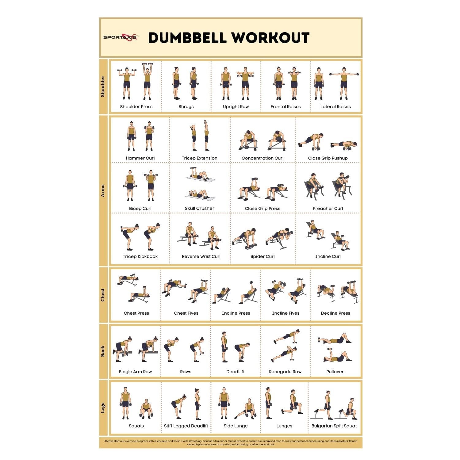 SPORTAXIS Bodyweight Workout Poster - Gloss Double-Sided Lamination, No ...