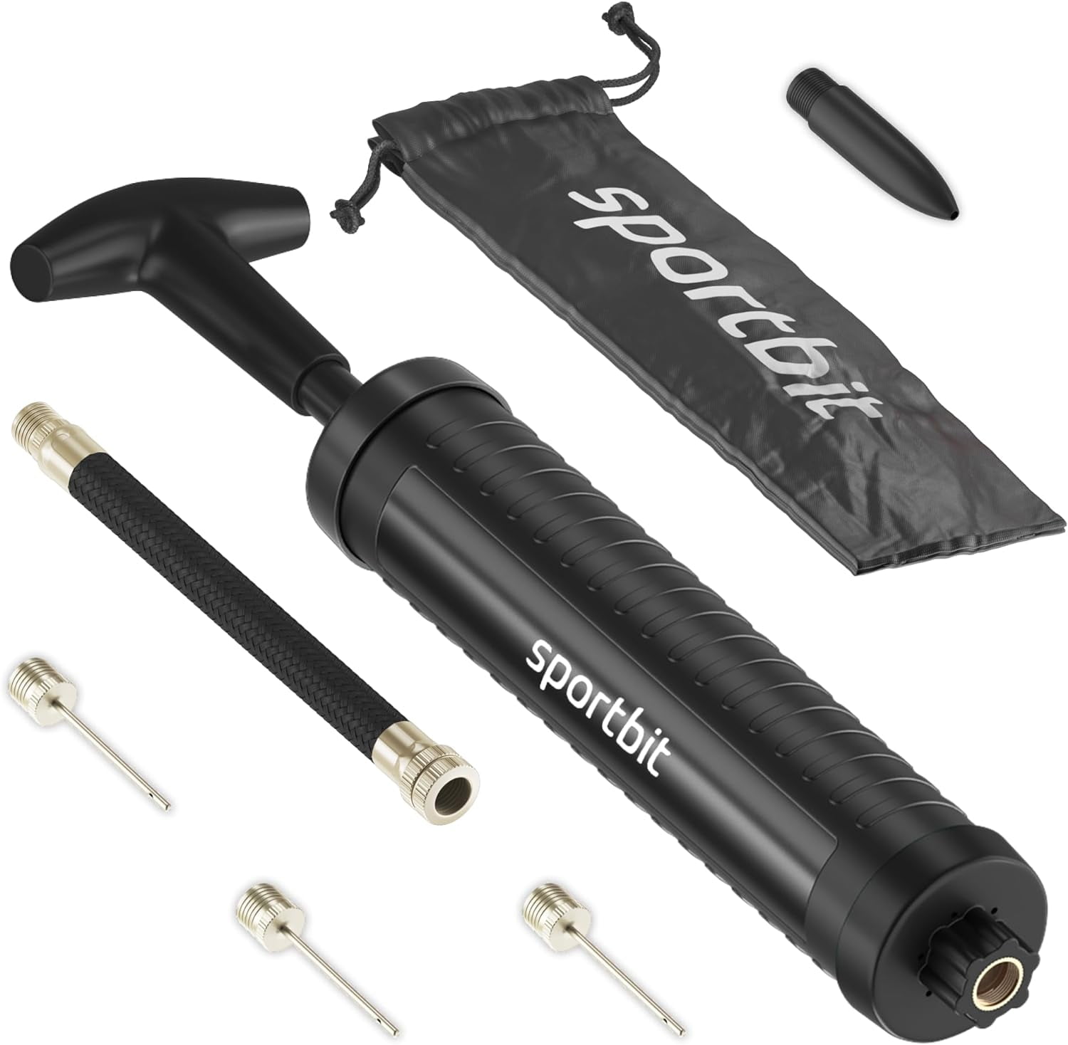 Sportbit Ball Pump with 3 Needles, Nozzle, Extension Hose, Pouch ...