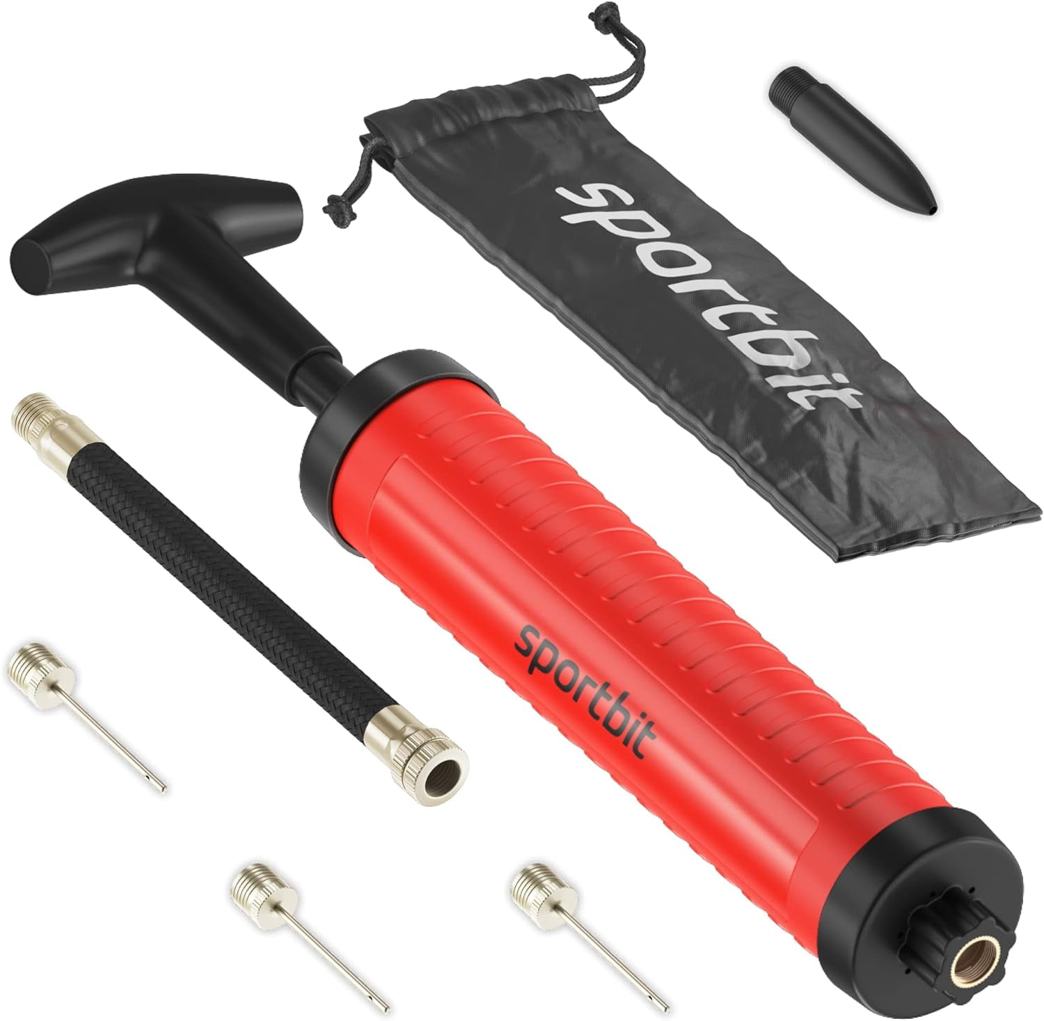 SportBit Ball Pump with Needles, Nozzle, Extension Hose, Pouch - Multi ...