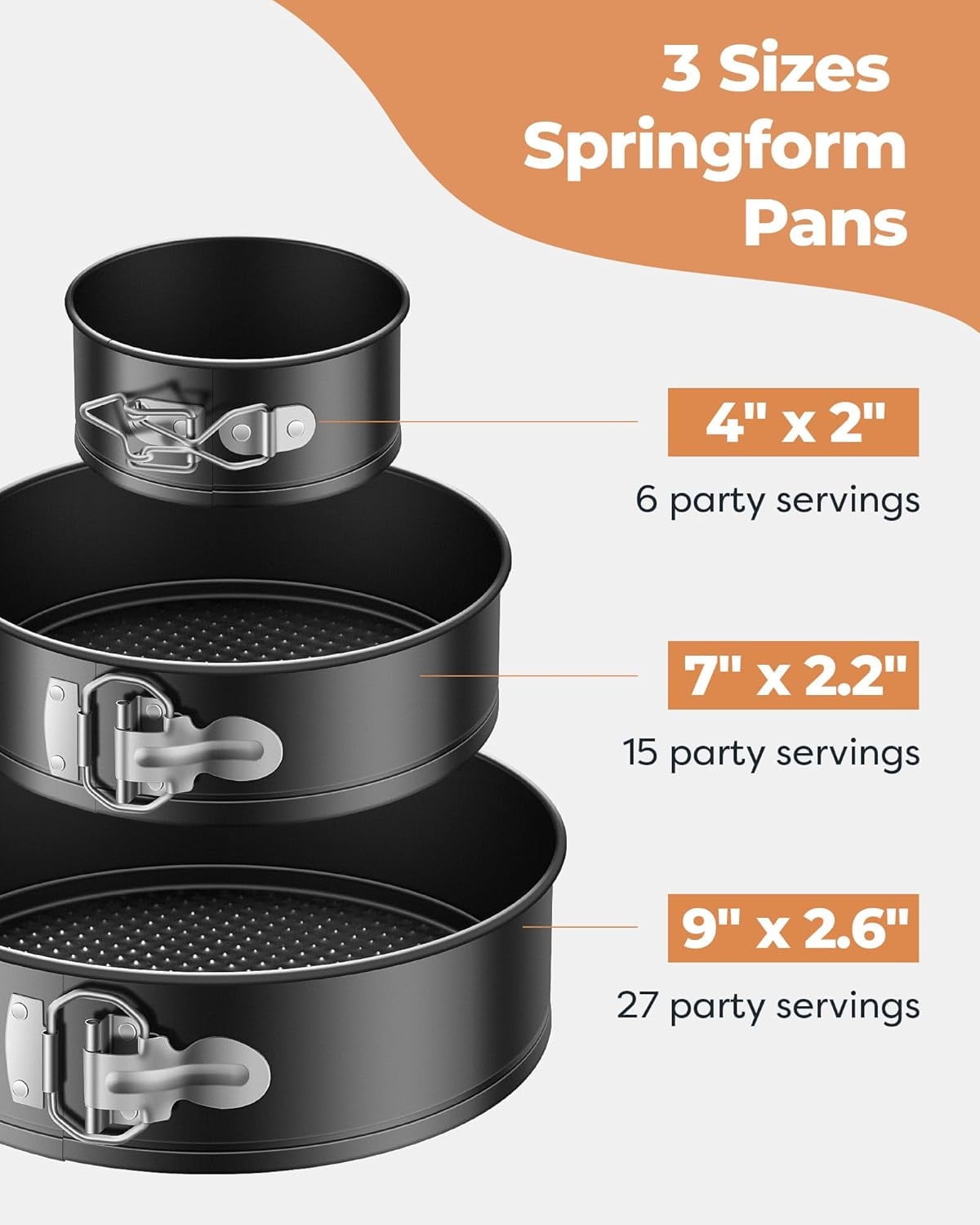 SPORTS JOY 3Pack Springform Pans, 4, 7, 9 Inch Carbon Steel Cheesecake ...