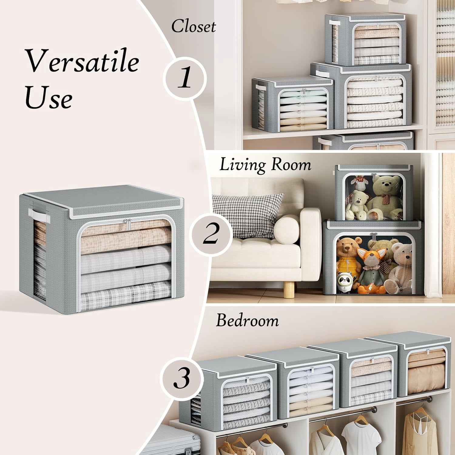 SPORTS JOY 4Pack Bed Sheet Organizer and Storage, Foldable Linen Closet ...