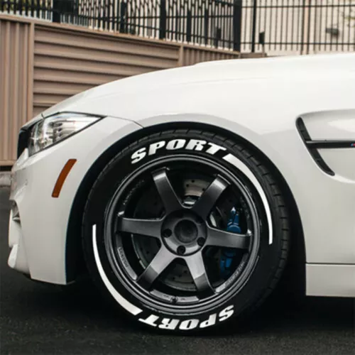 SPORTS Tire Lettering Permanent Sticker 1.06" For 14"-22" /// 8 Kits ...