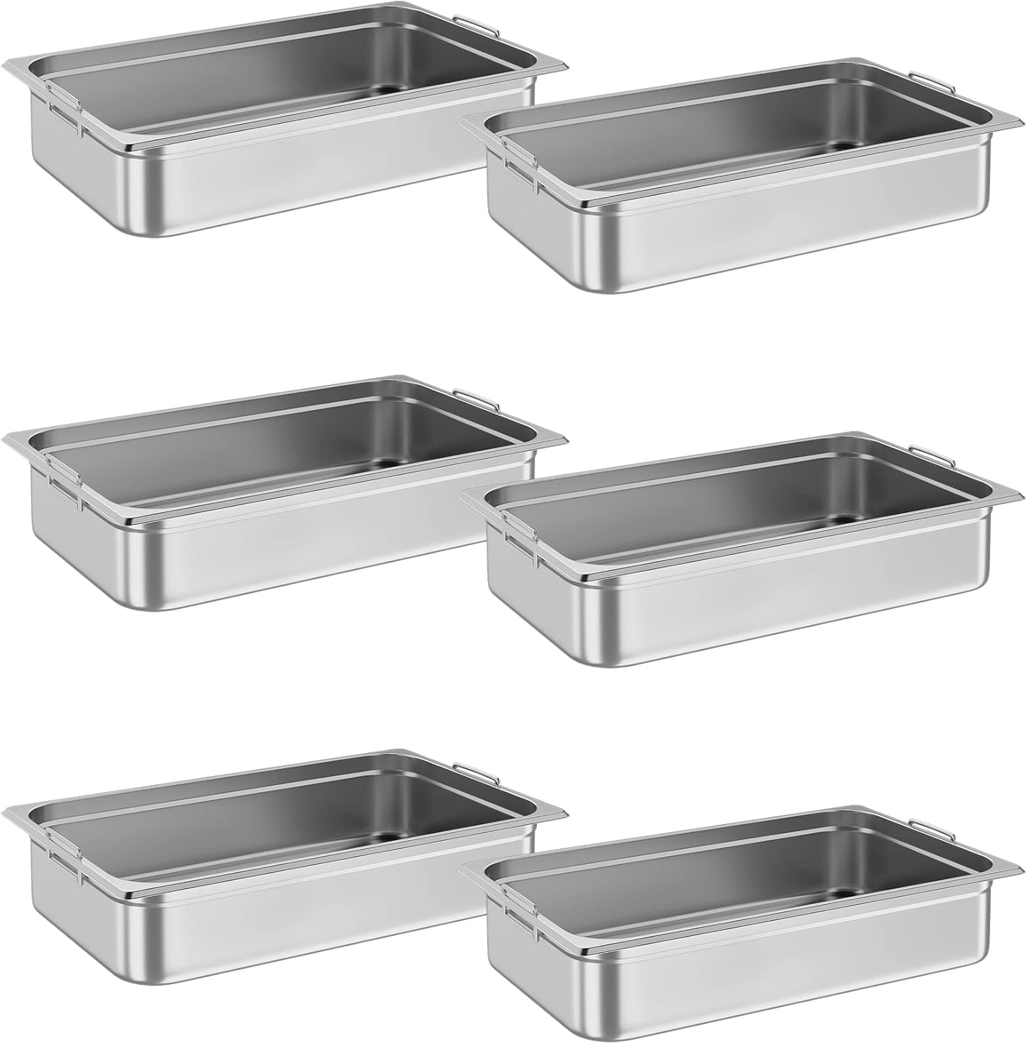 SPORTY&FIT 6 Pack Full Size Hotel Pan, [NSF Certified][with Handle] 4 ...