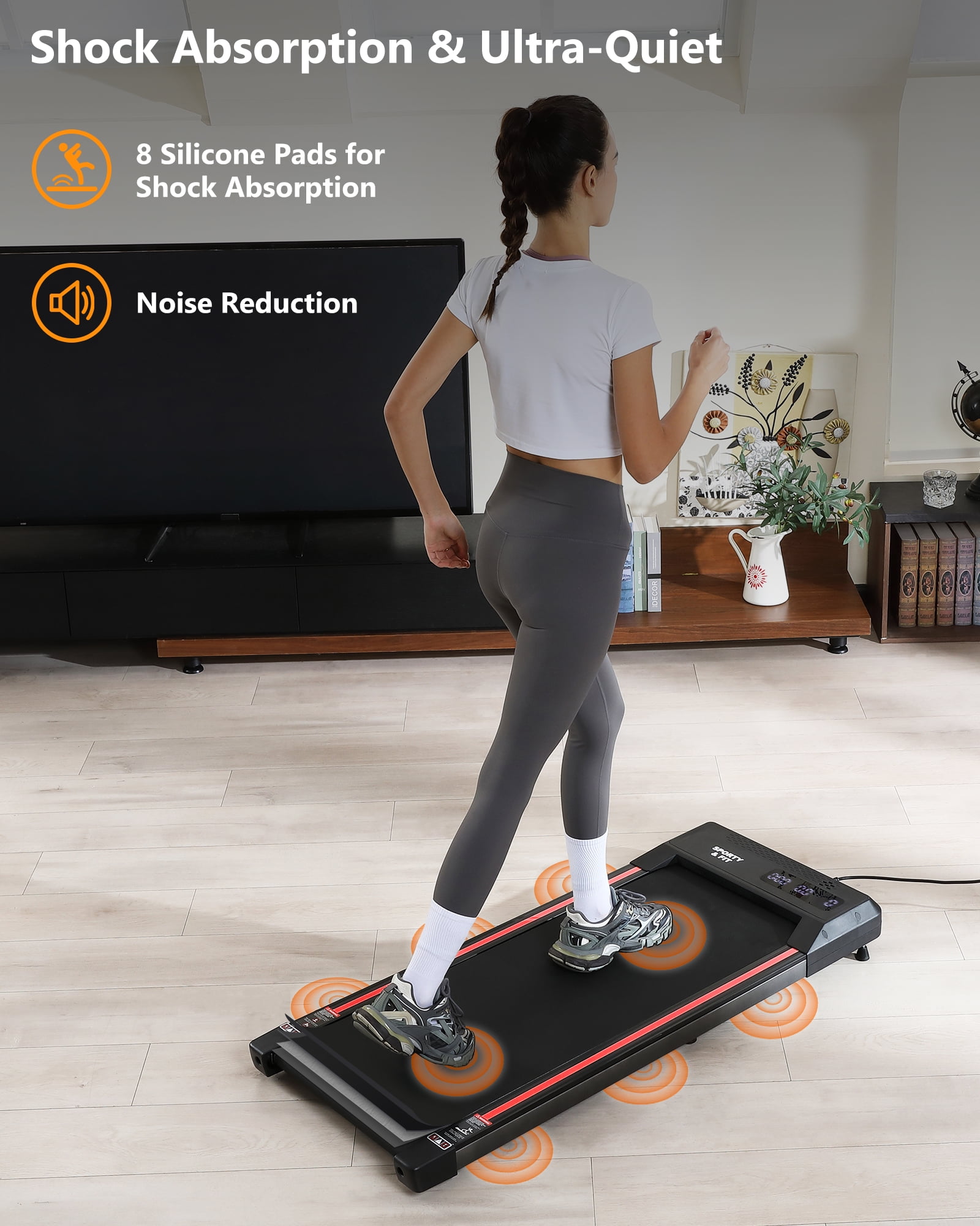 SPORTY&FIT Walking Pad, Under Desk Running Machine, Portable Fitness ...