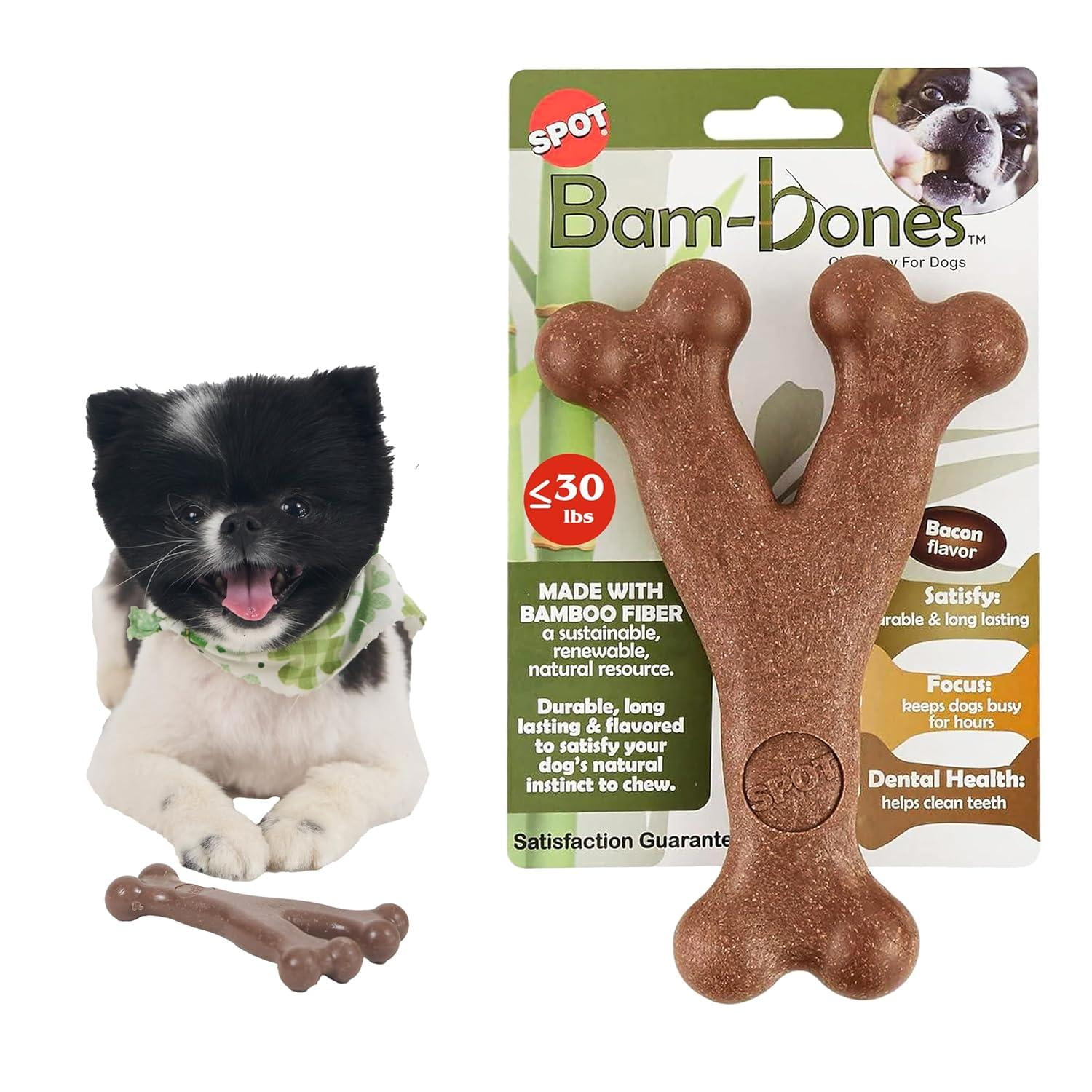 SPOT Bam-Bones Wishbone Dog Chew Toy, Bamboo Fiber Blend, Non ...