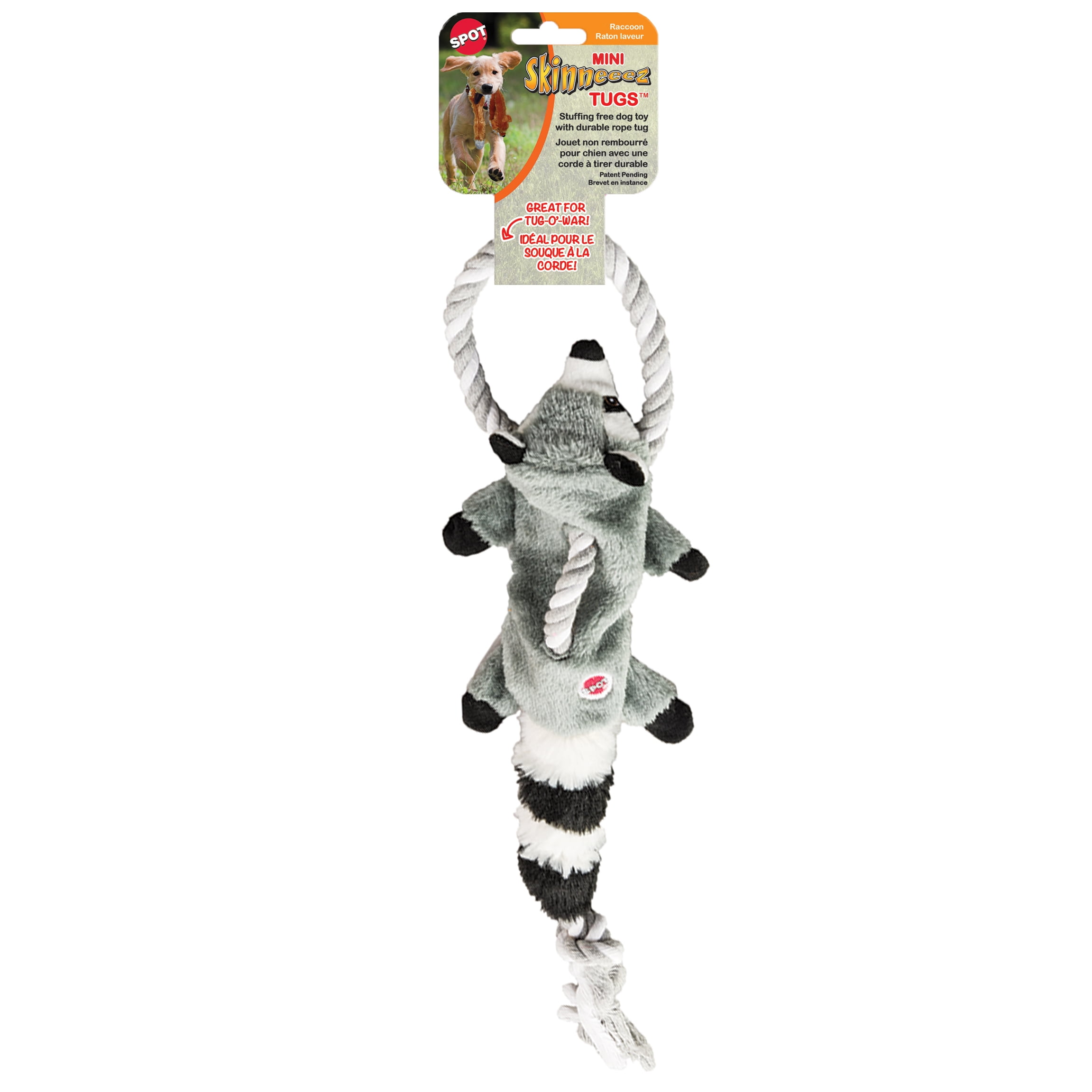 SPOT Mini Skinneeez Tugs Stuffing Free Raccoon Plush Dog Toy, 14 ...