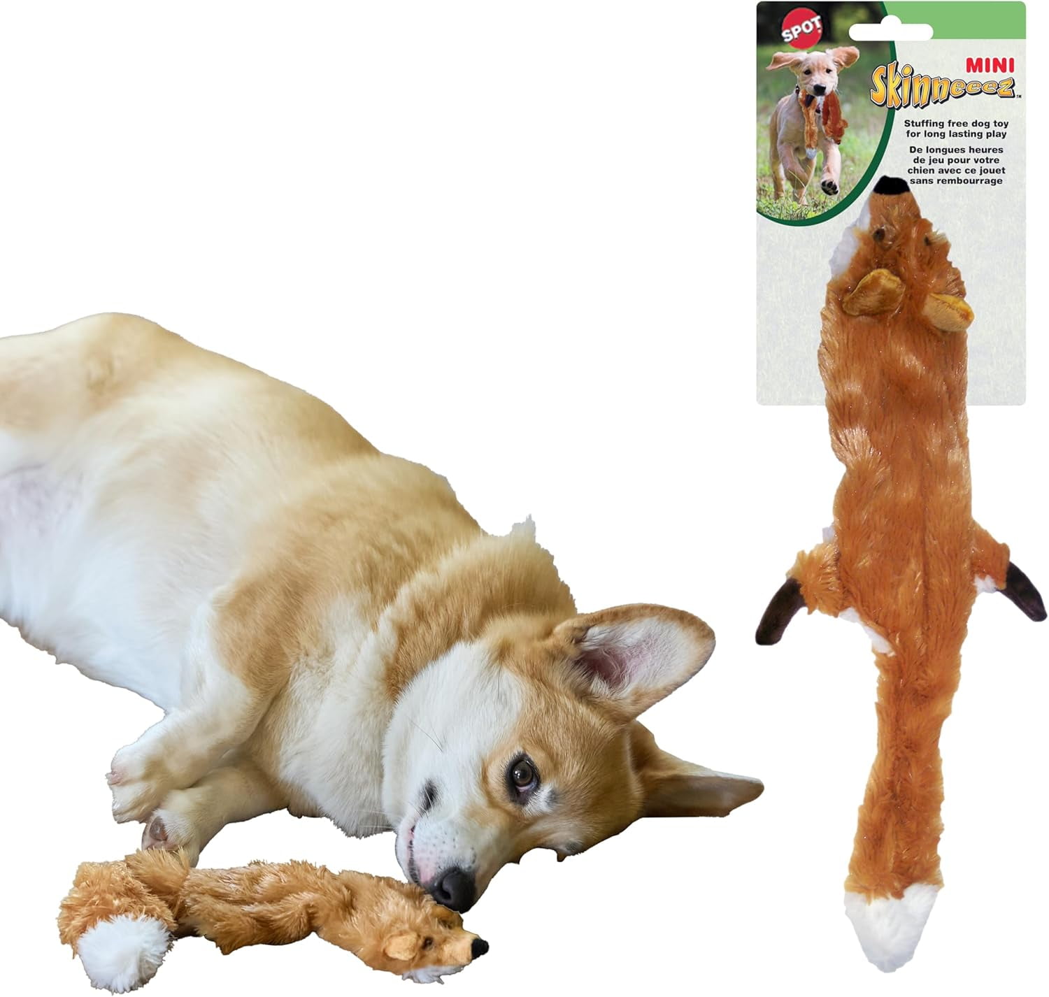 SPOT Skinneeez Squeaky Stuffing Free Plush Fox Dog Toy, 14 - Walmart.com