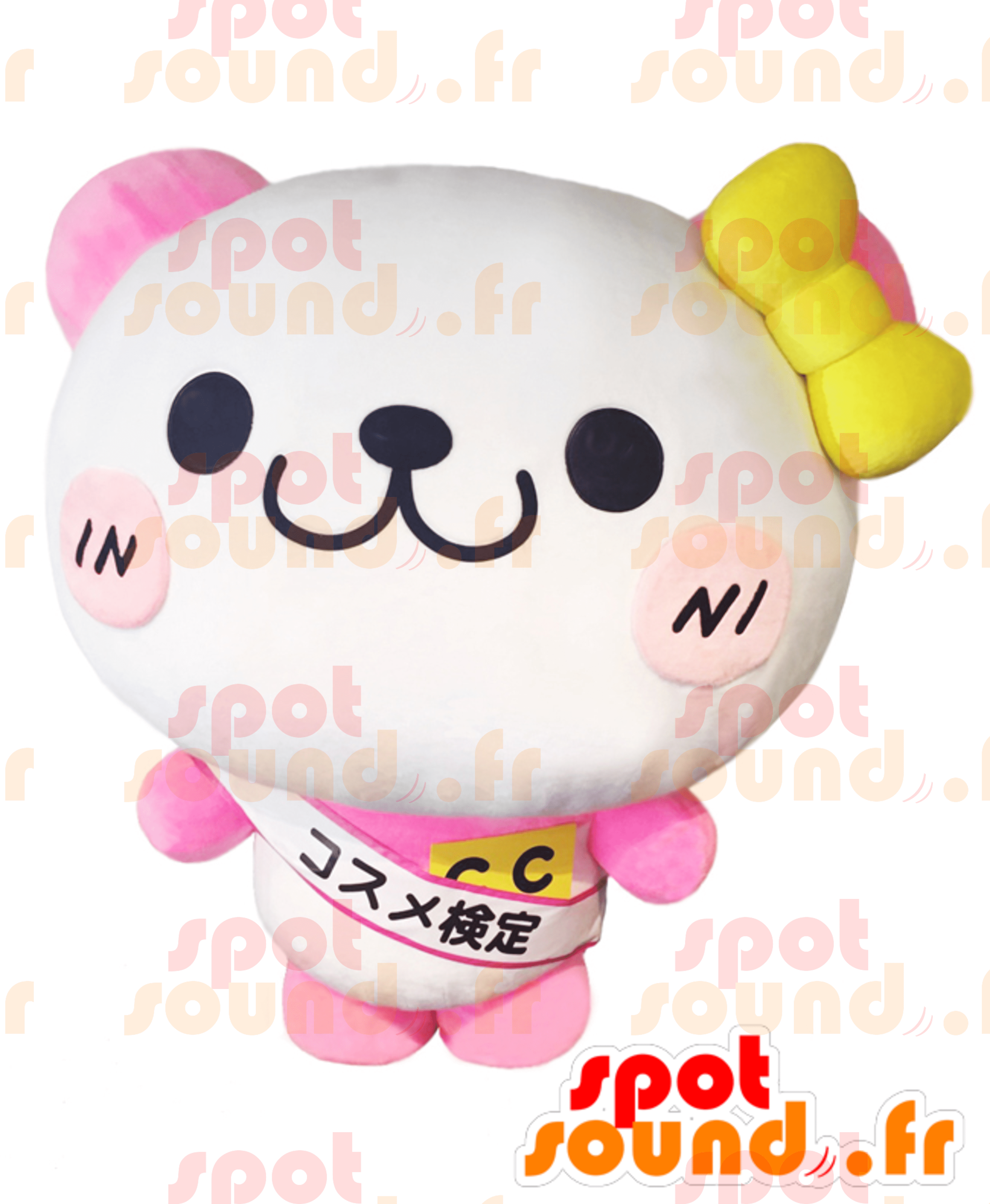 SPOTSOUND mascot of Coco chan, pink and white teddy bear with a big ...