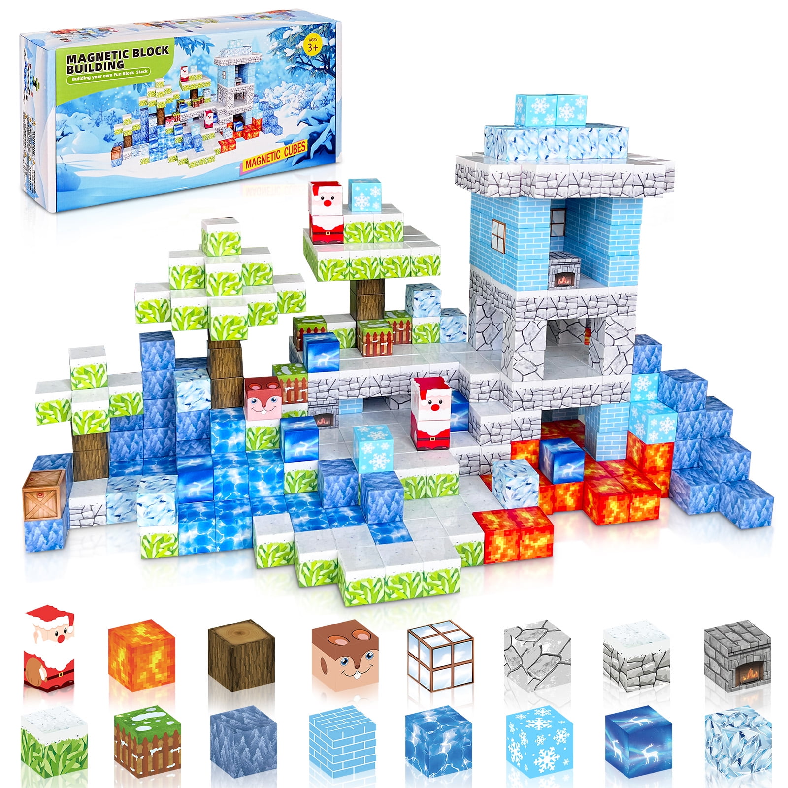 SPPTTY 100PCS Magnetic Blocks,Princess Castle Magnetic Tiles,Mine ...